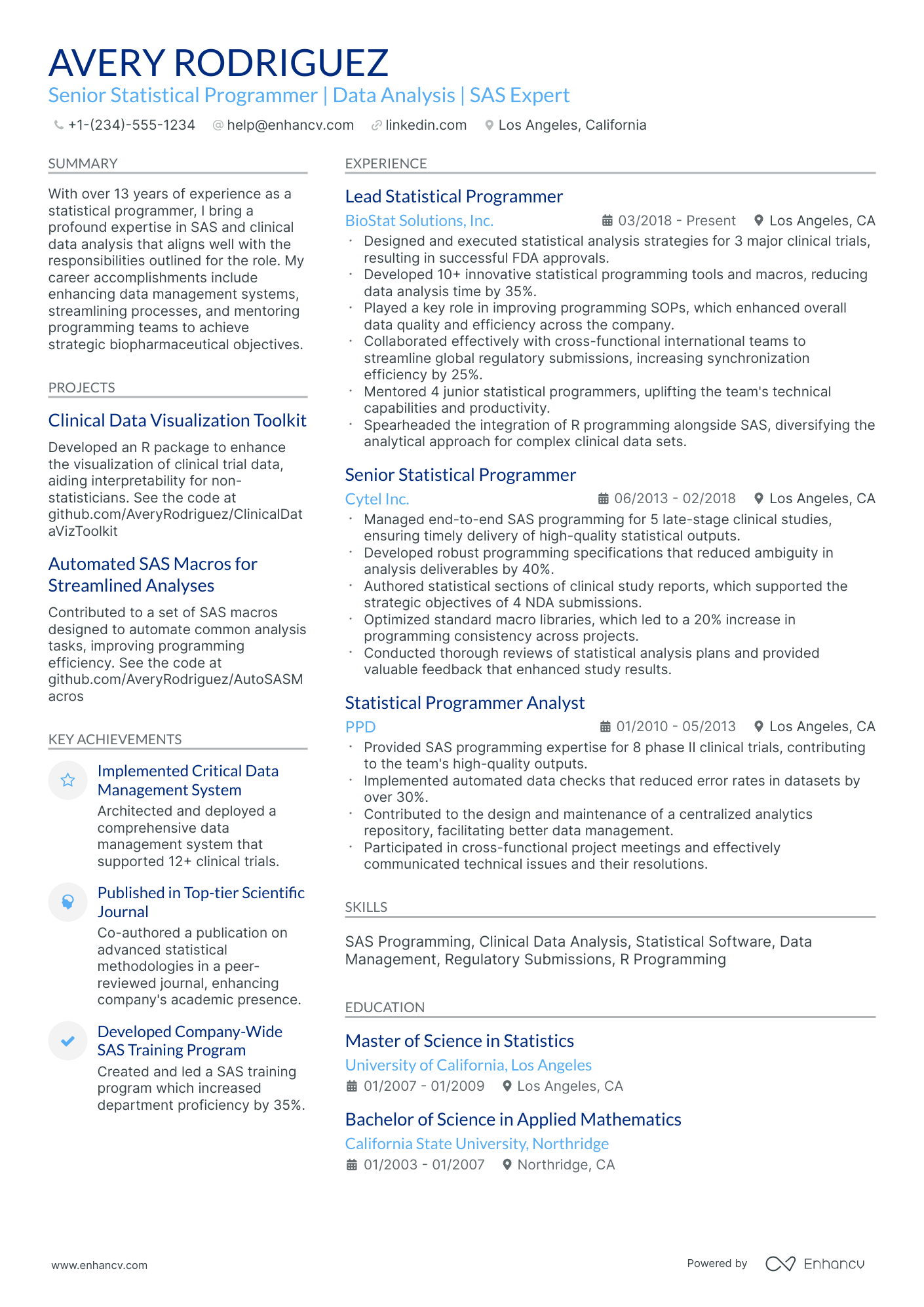 10 Statistical Programmer Resume Examples & Guide for 2026
