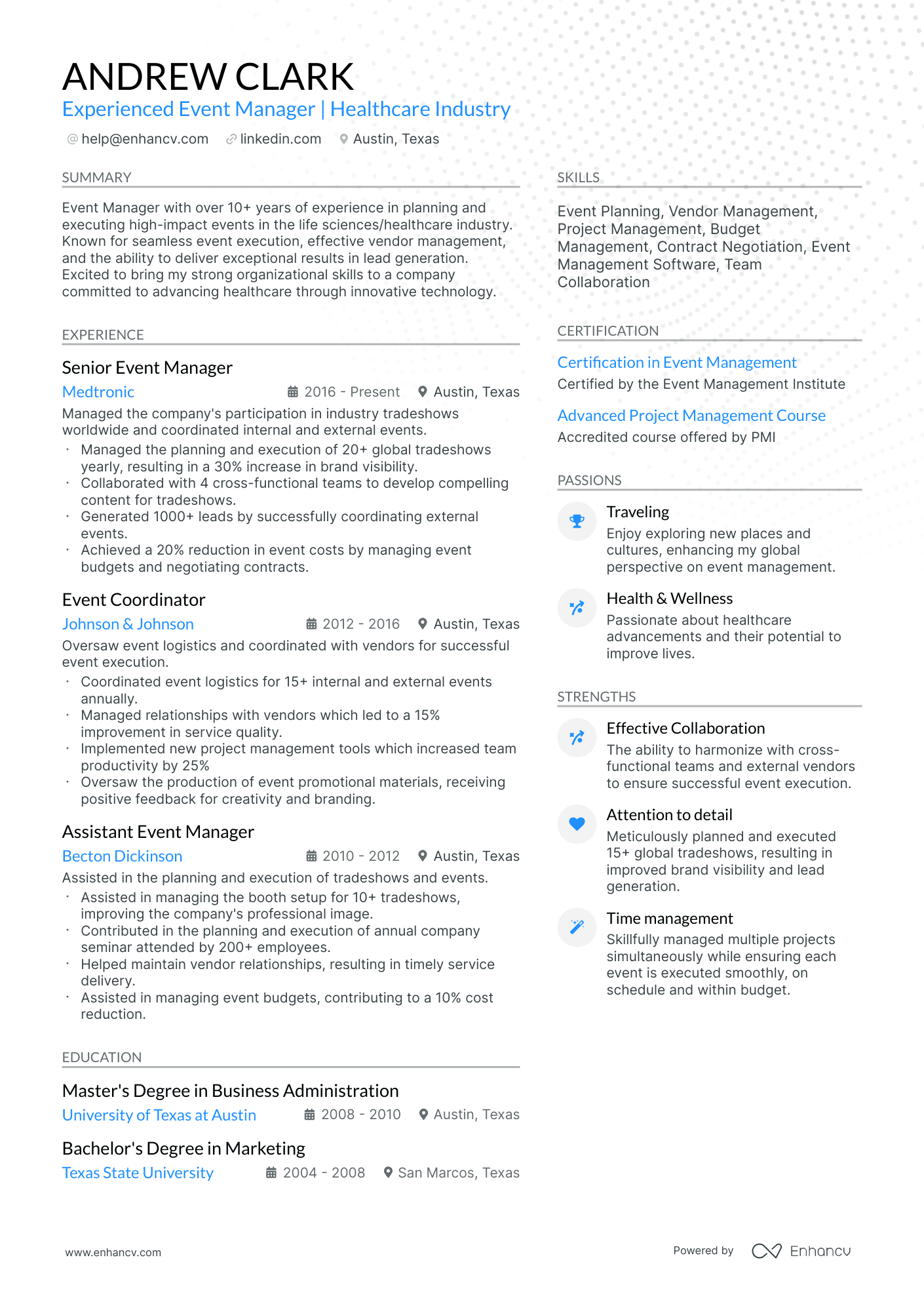 10 Events Manager Resume Examples & Guide for 2026