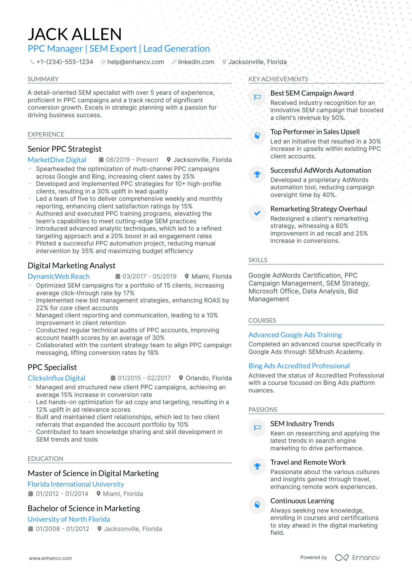 10 PPC Manager Resume Examples & Guide for 2025