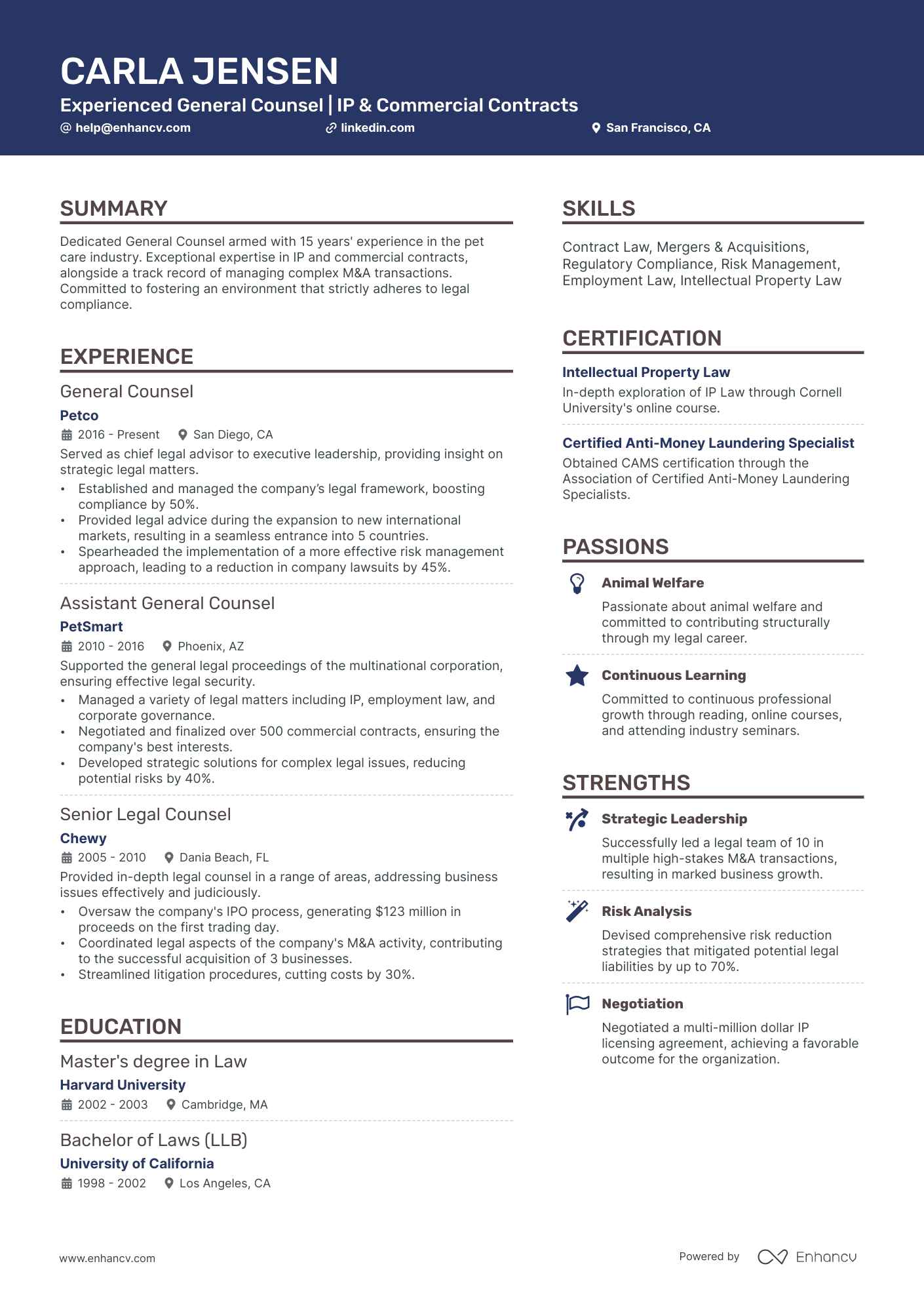 10 General Counsel Resume Examples & Guide for 2026