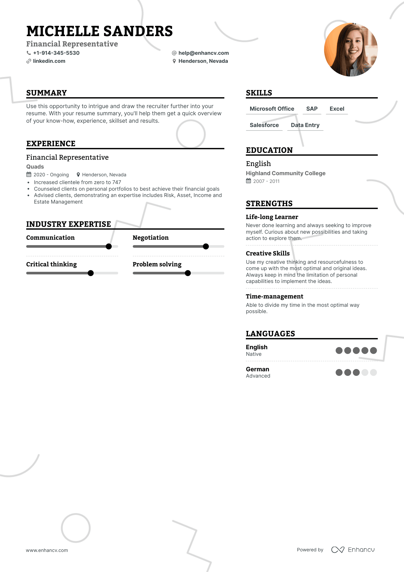 Financial Representative Resume Examples & Guide for 2023 (Layout ...