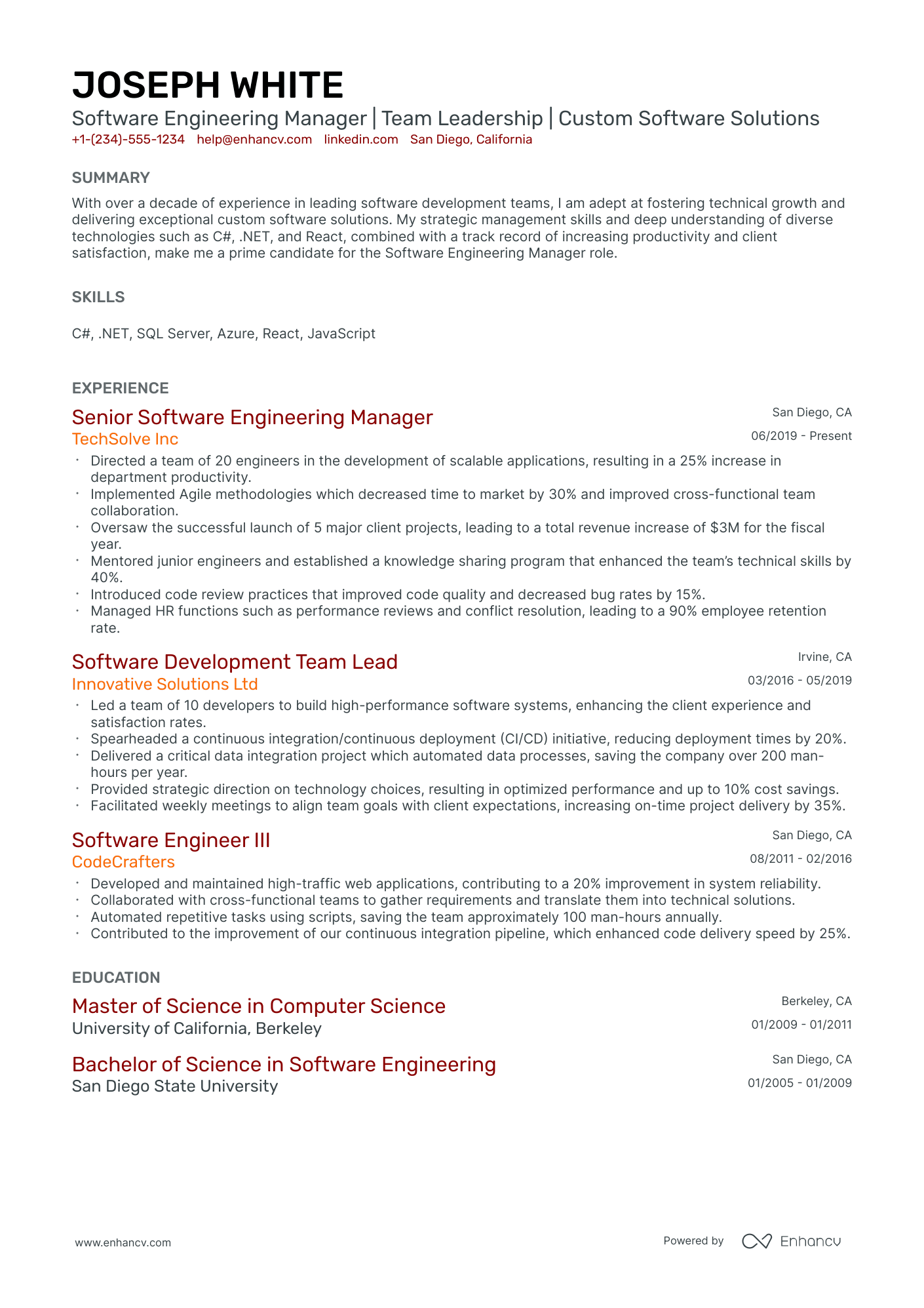 10 Software Engineering Manager Resume Examples & Guide for 2025