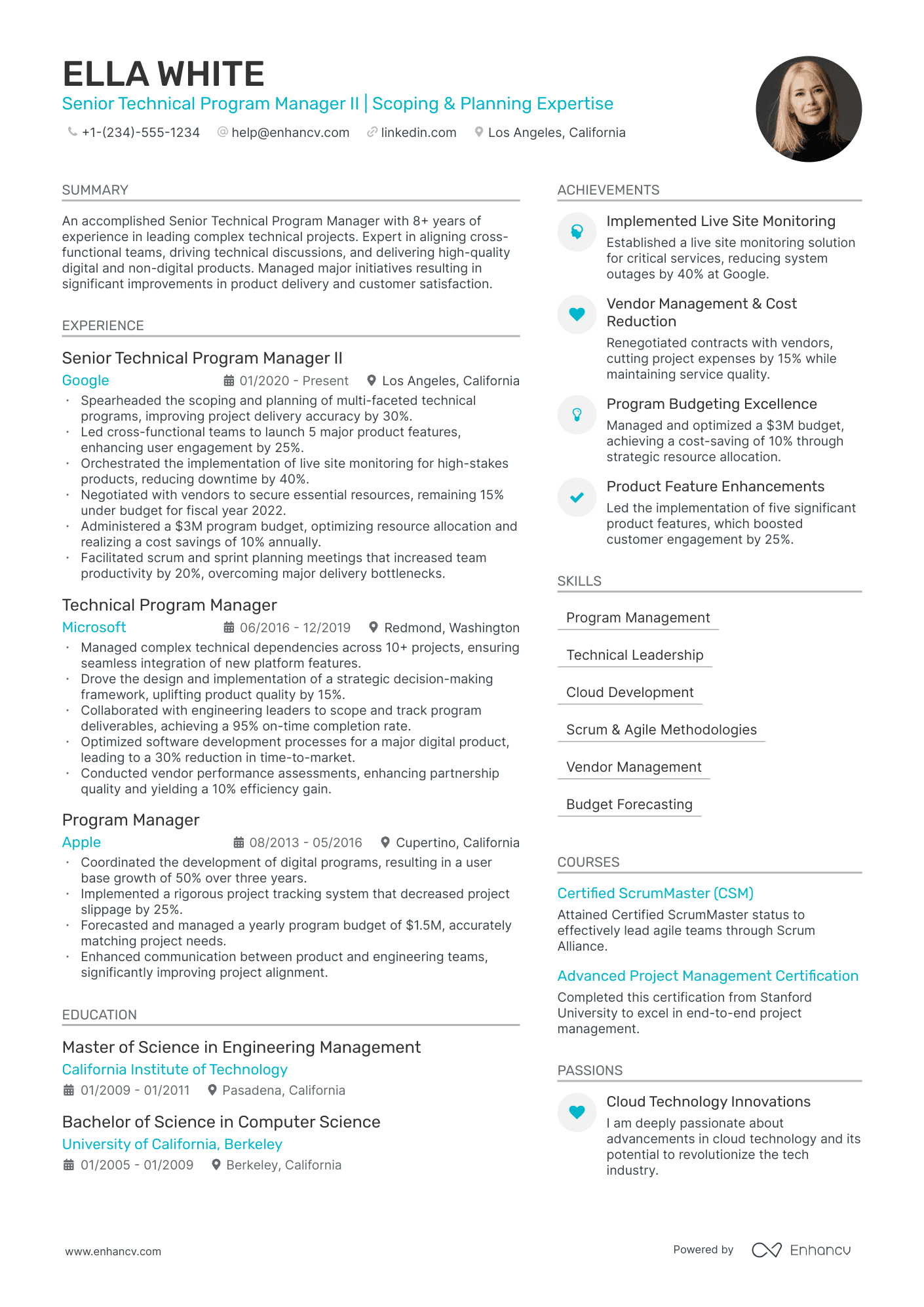 5 Technical Program Manager Resume Examples & Guide for 2024