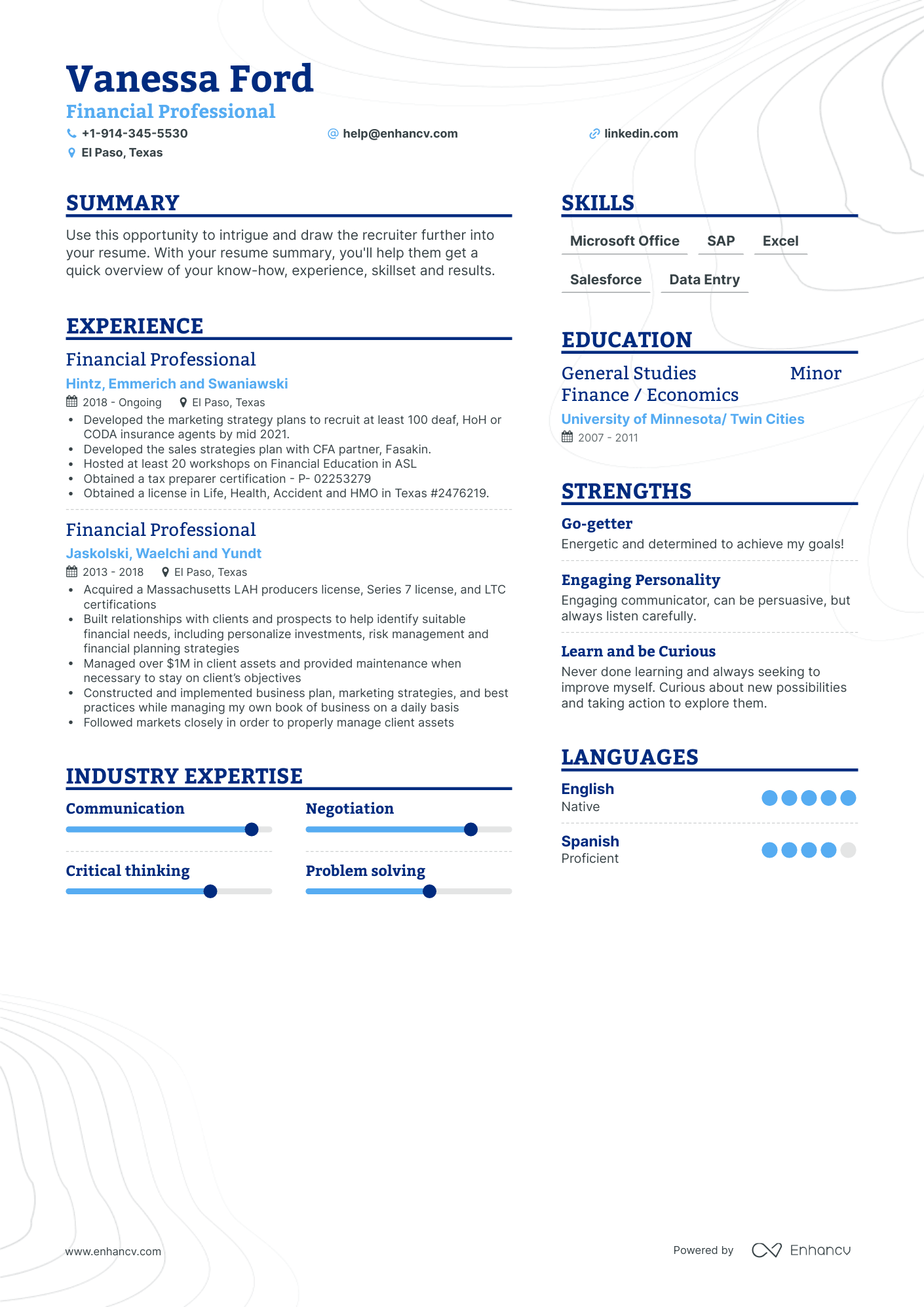 Financial Professional Resume Examples & Guide for 2023 (Layout, Skills ...