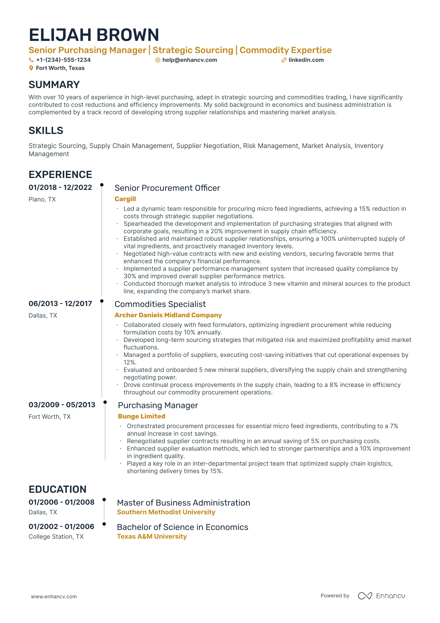 10 Sourcing Manager Resume Examples & Guide for 2025