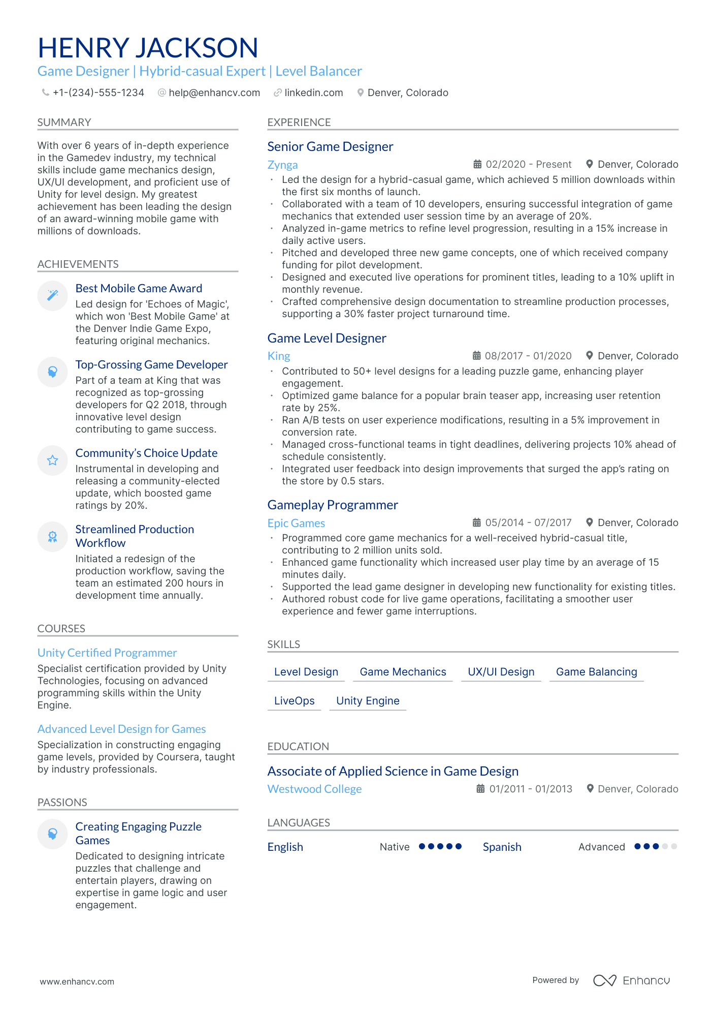 5 Game Designer Resume Examples & Guide for 2024
