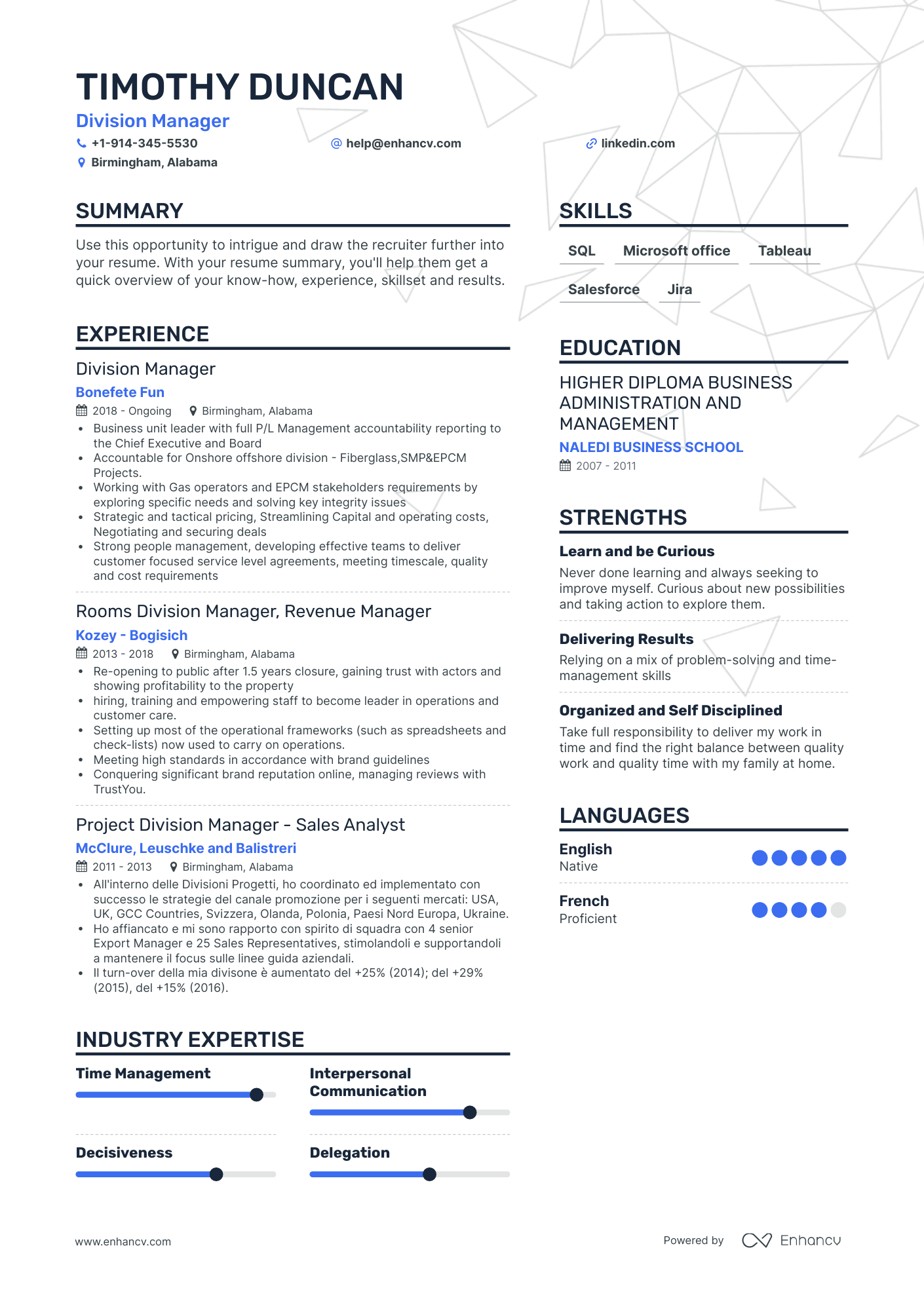Division Manager Resume Examples & Guide for 2023 (Layout, Skills ...