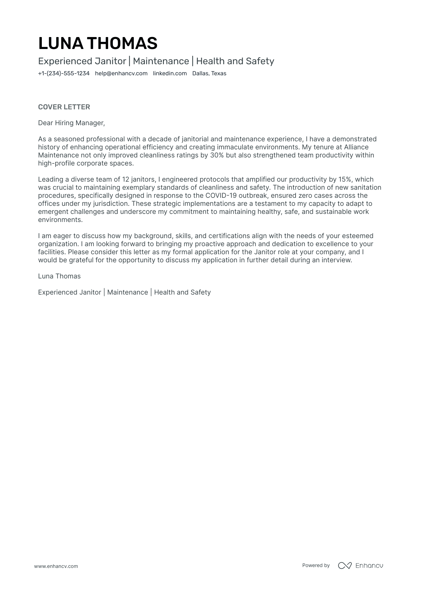 8 Professional Janitor Cover Letter Examples and Template for 2024 ...