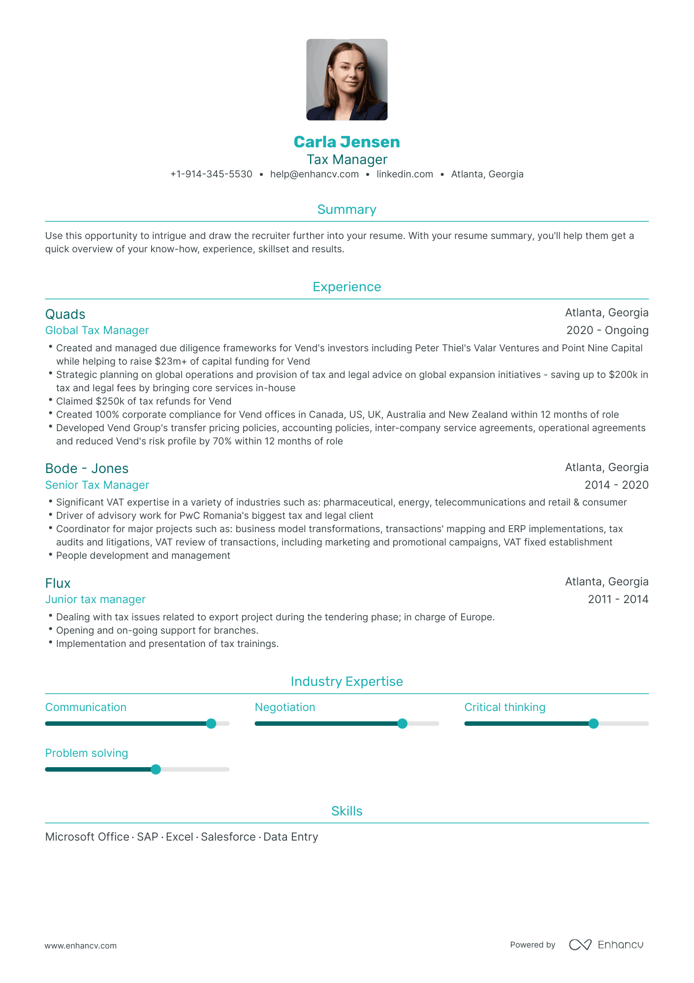 Tax Manager Resume Examples & Guide for 2023 (Layout, Skills, Keywords ...