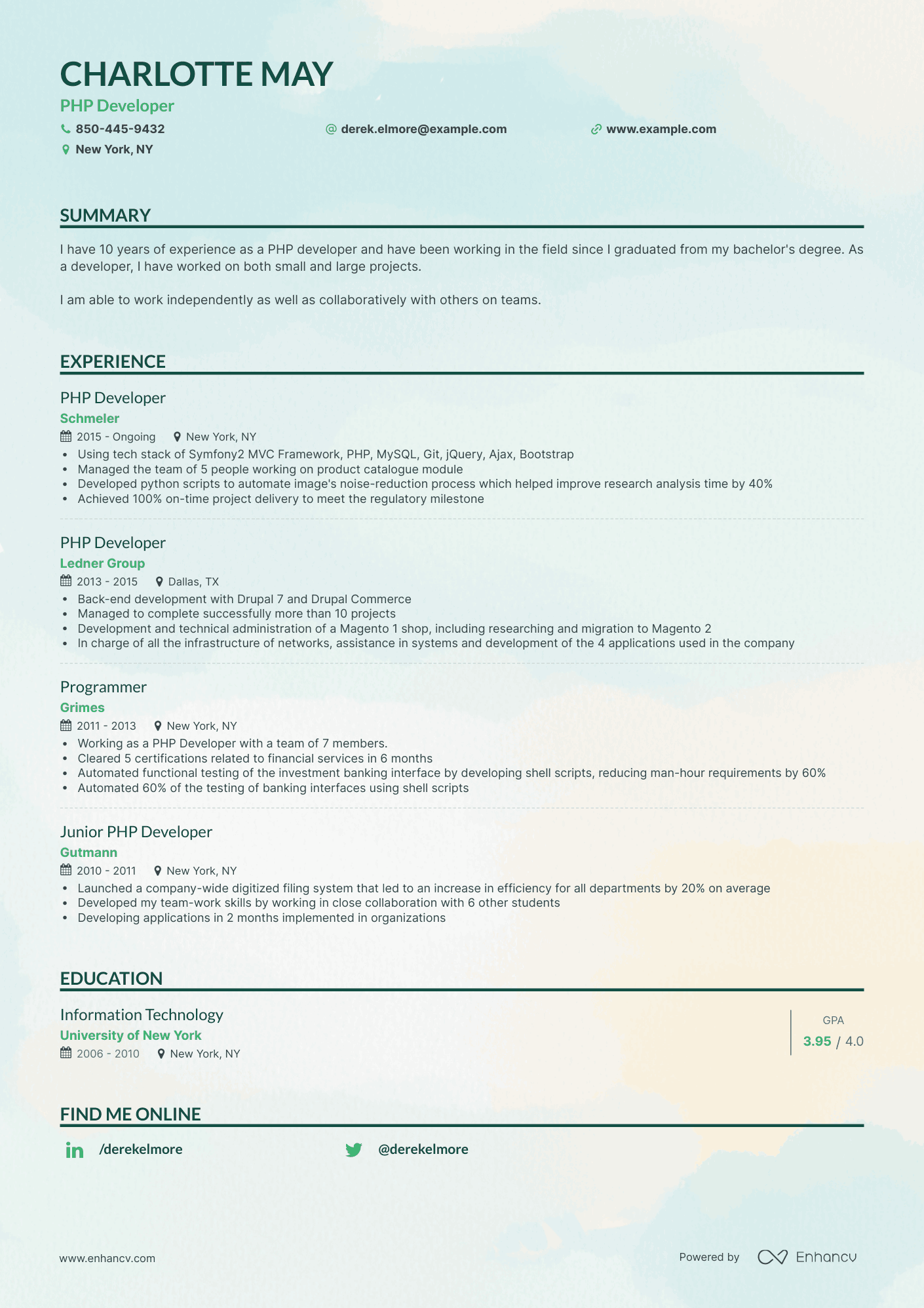 5 PhP Developer Resume Examples & Guide for 2023