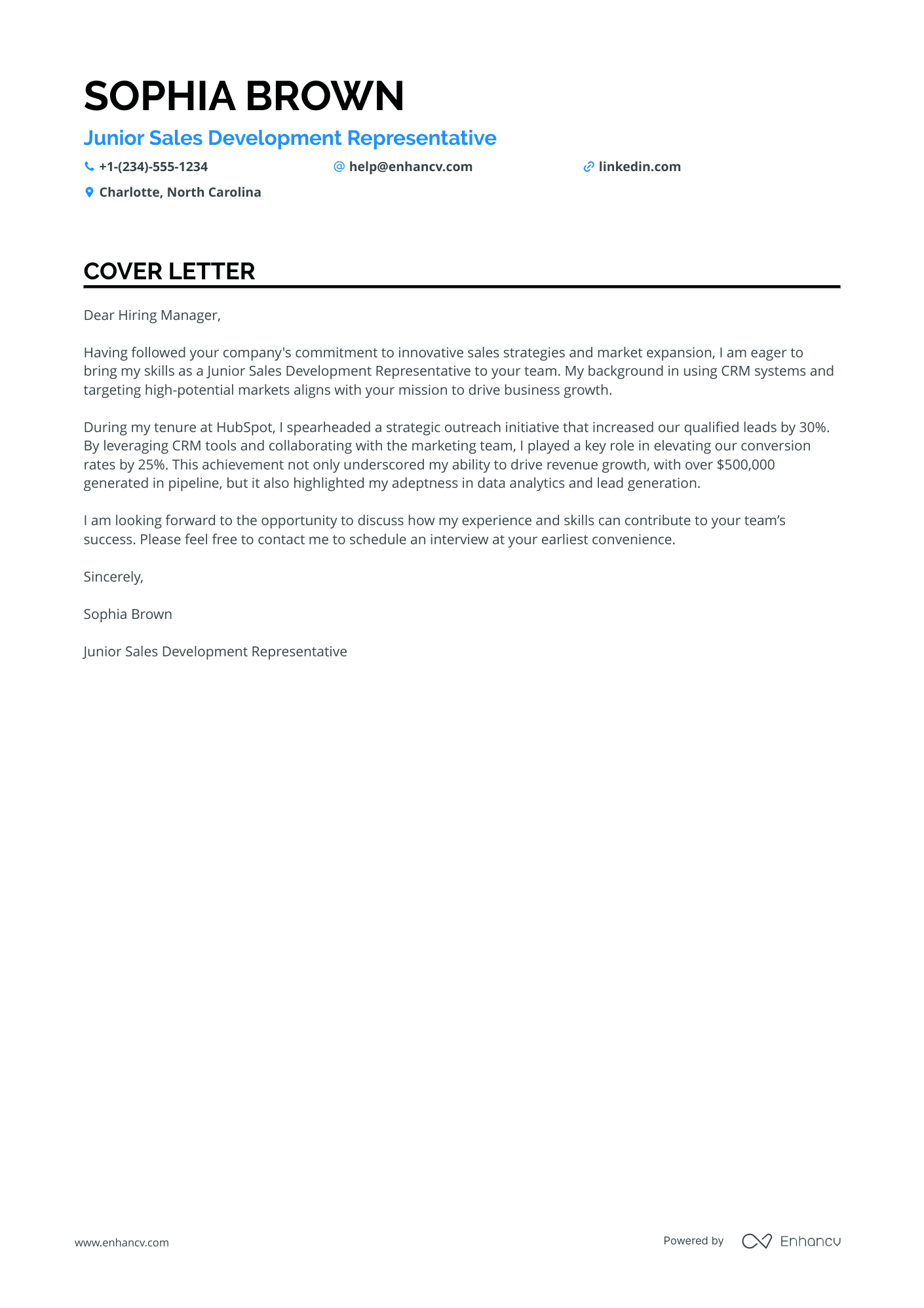 5 Professional Sales Development Representative Cover Letter Examples ...