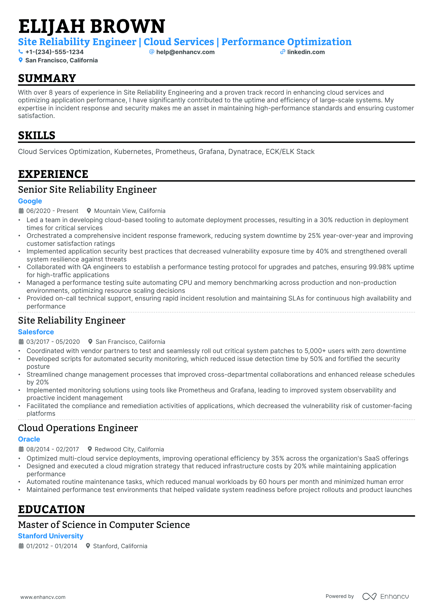 10 Site Reliability Engineer Resume Examples & Guide for 2025