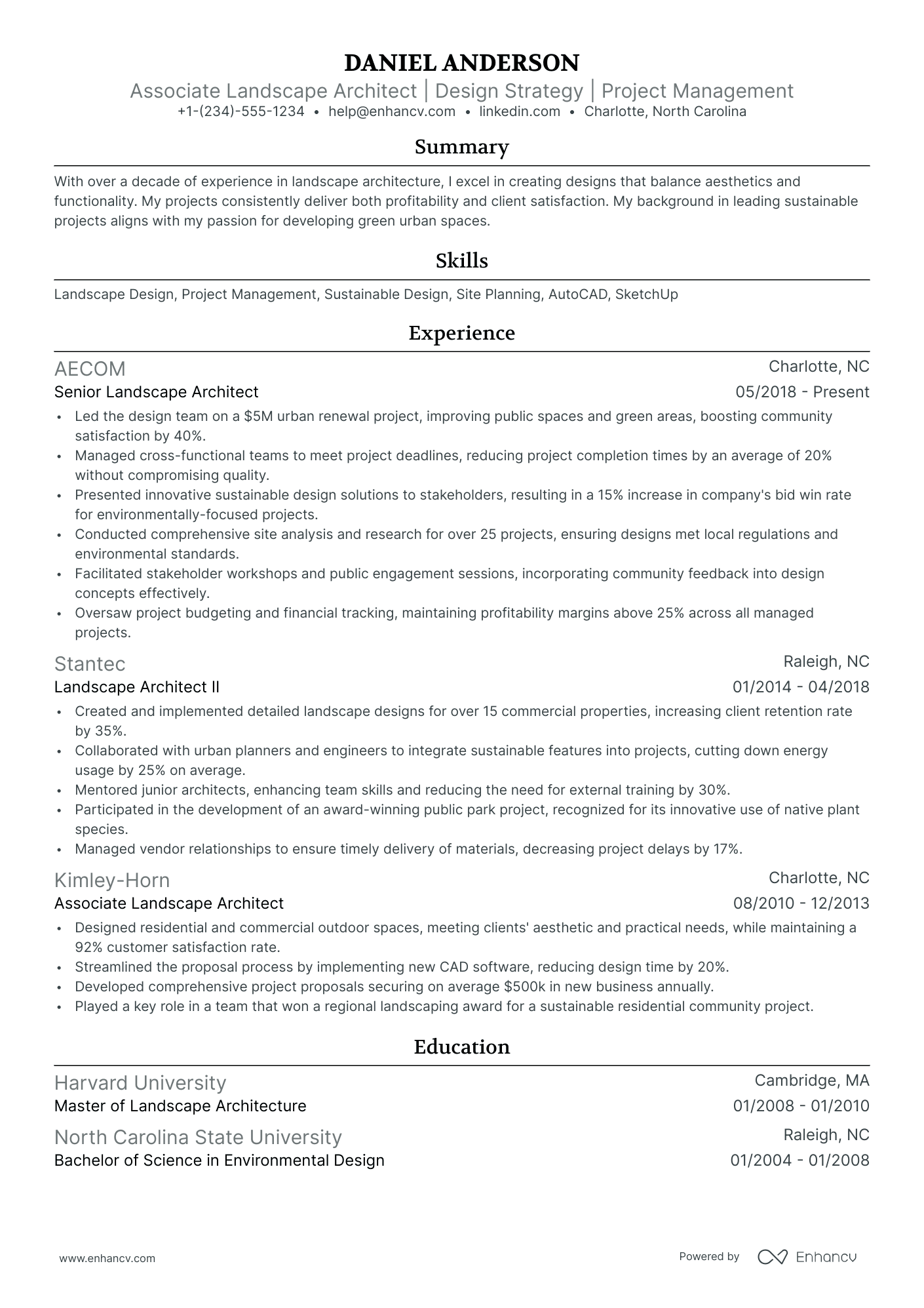 10 Landscape Architect Resume Examples & Guide for 2026