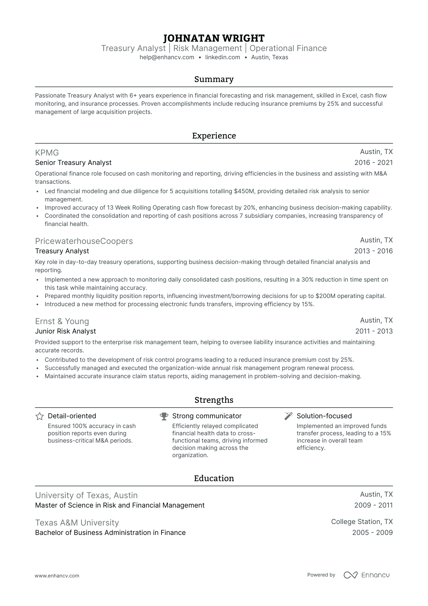 5 Treasury Analyst Resume Examples & Guide for 2024