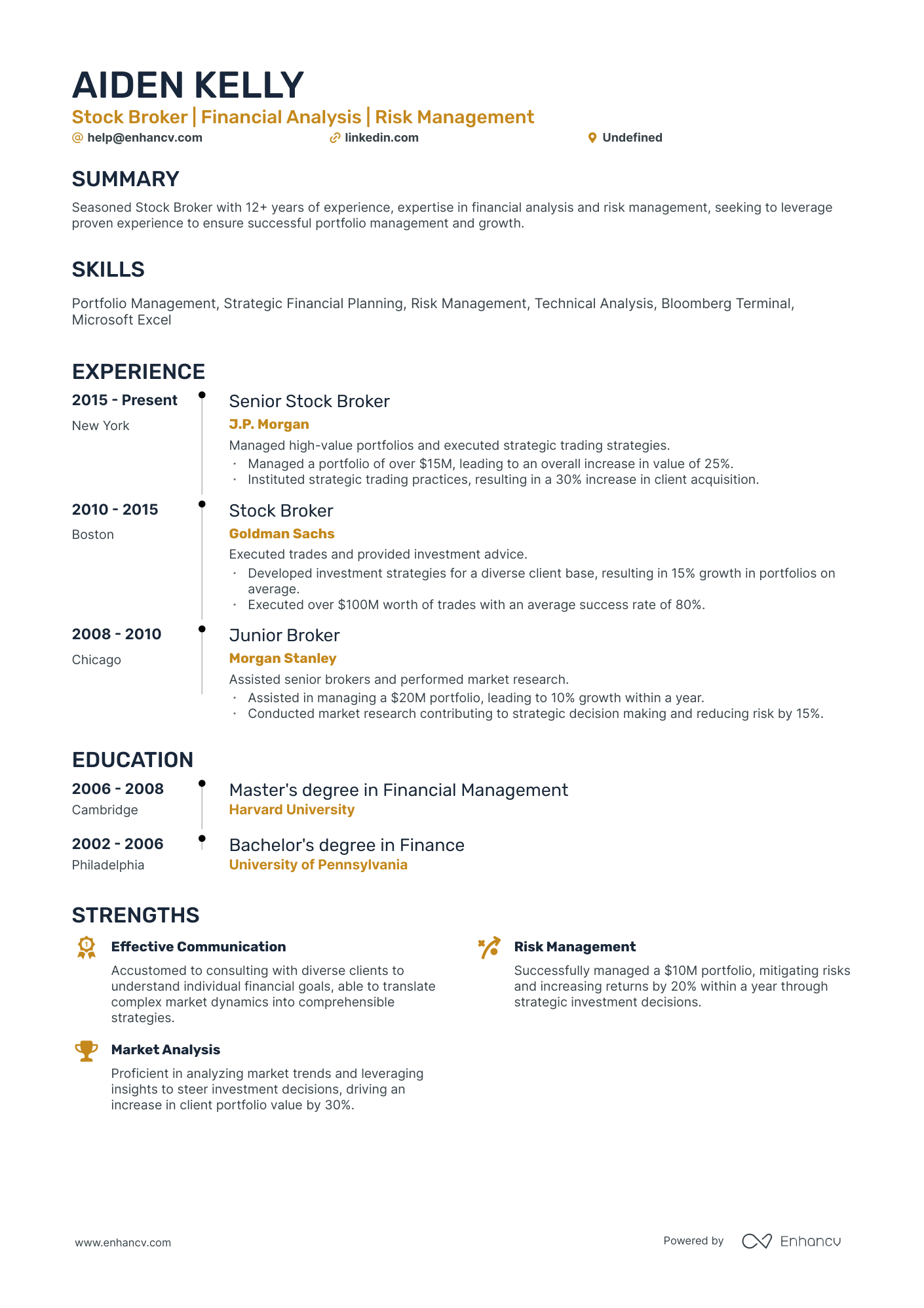 10 Stock Broker Resume Examples & Guide for 2025