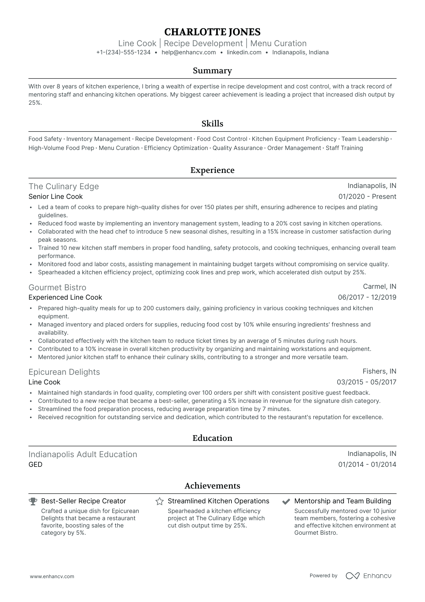 5 Line Cook Resume Examples & Guide for 2024