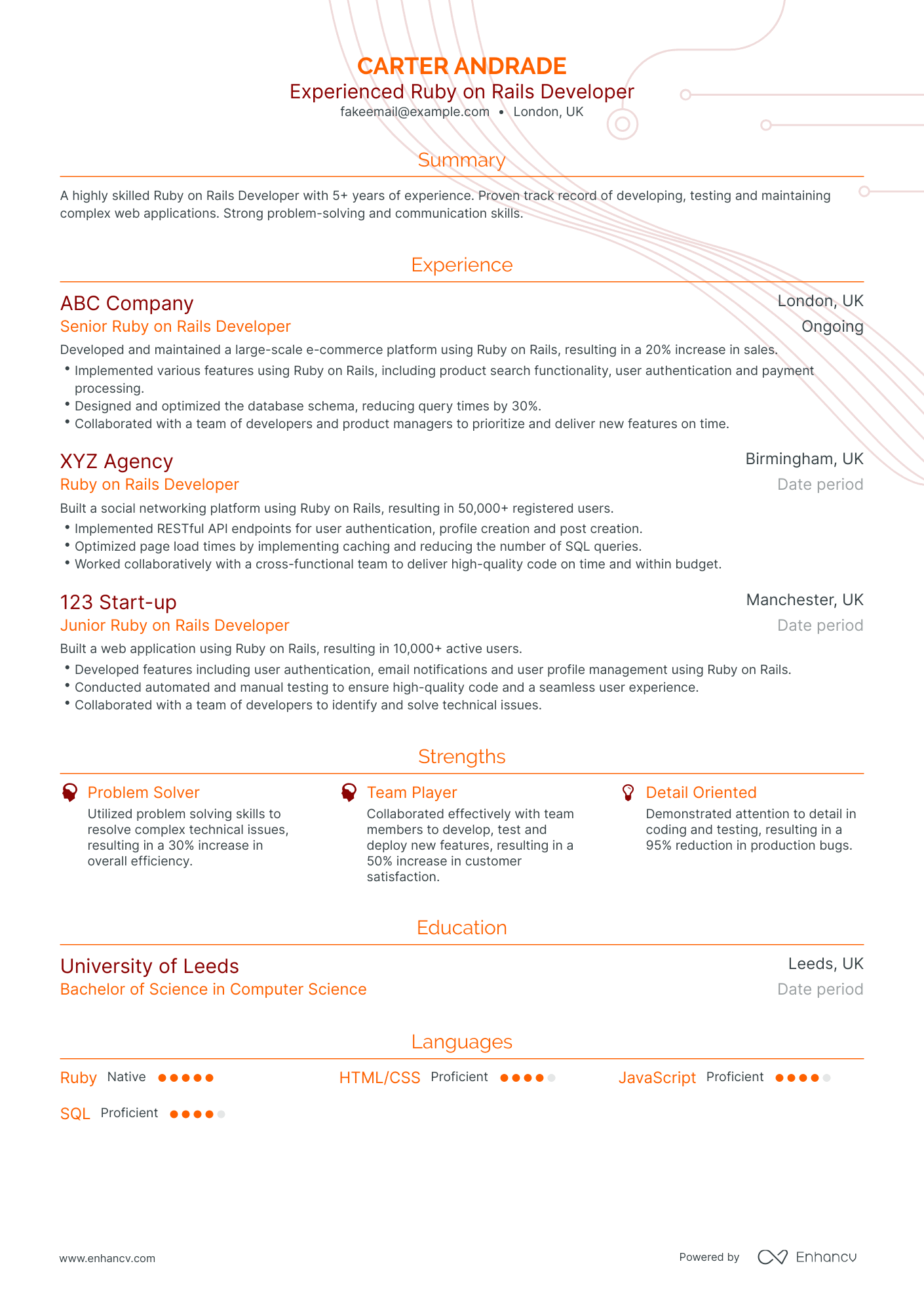 5 Ruby On Rails Developer Resume Examples & Guide for 2024