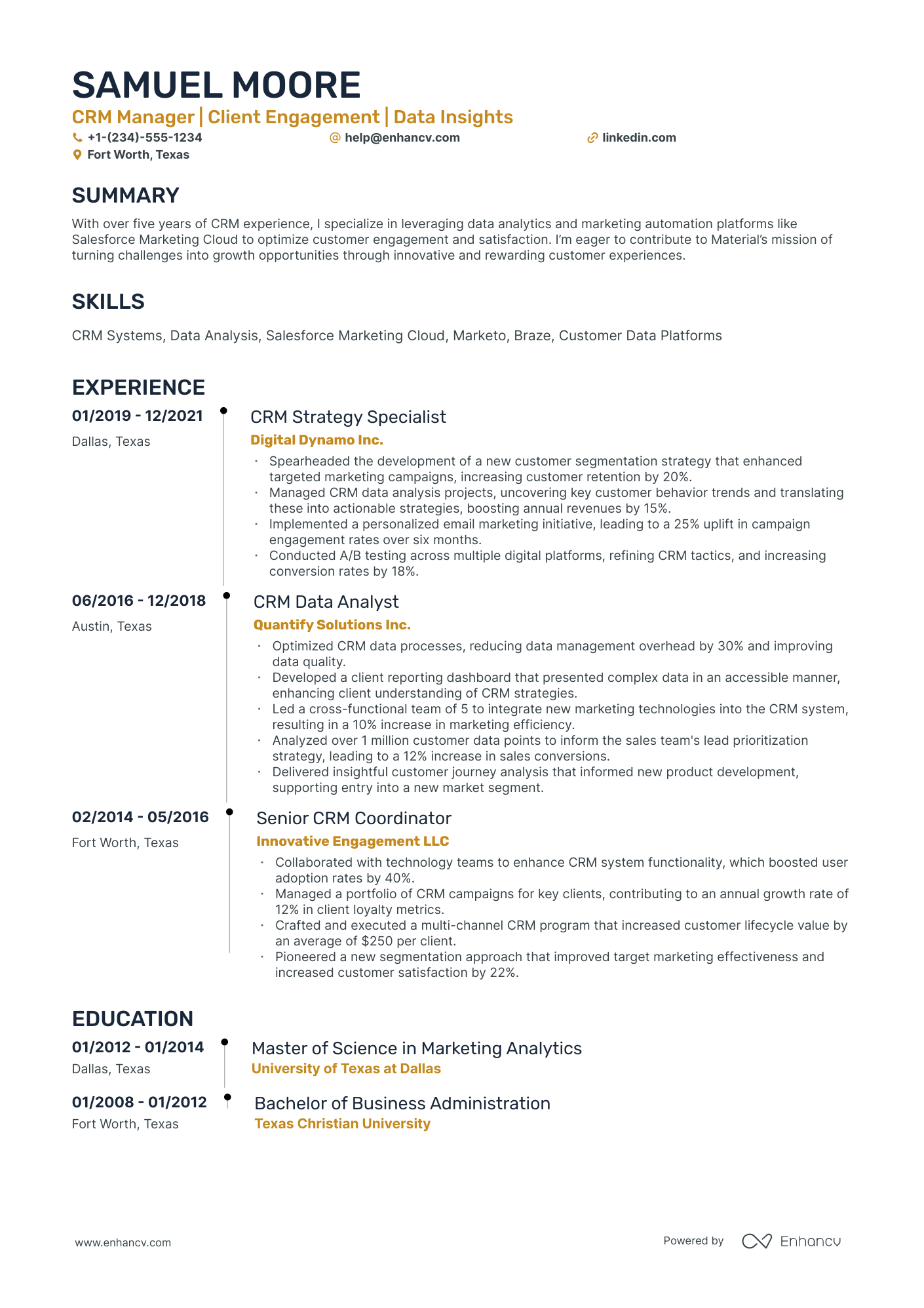 10 CRM Manager Resume Examples & Guide for 2026