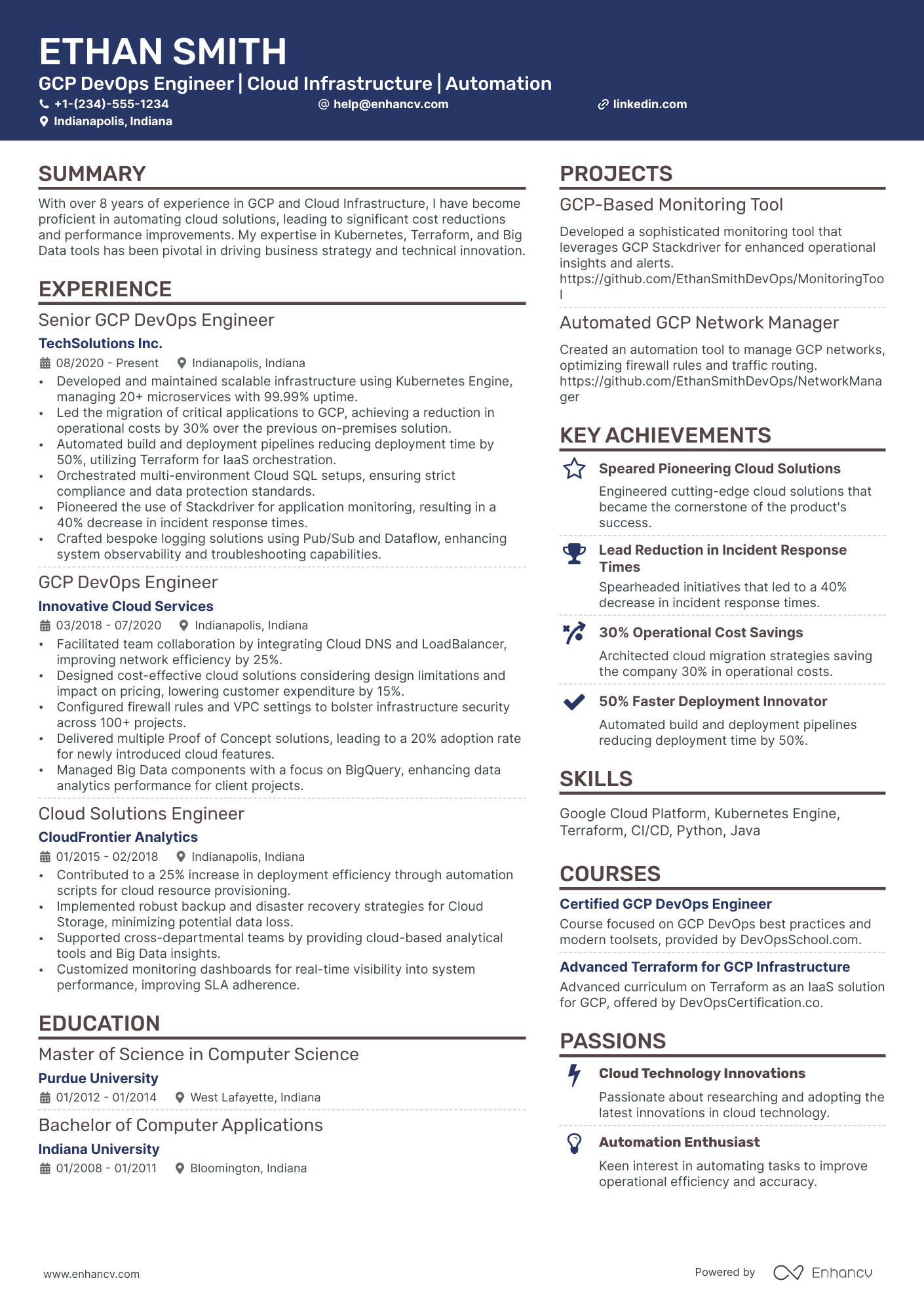 10 GCP Devops Engineer Resume Examples & Guide for 2026