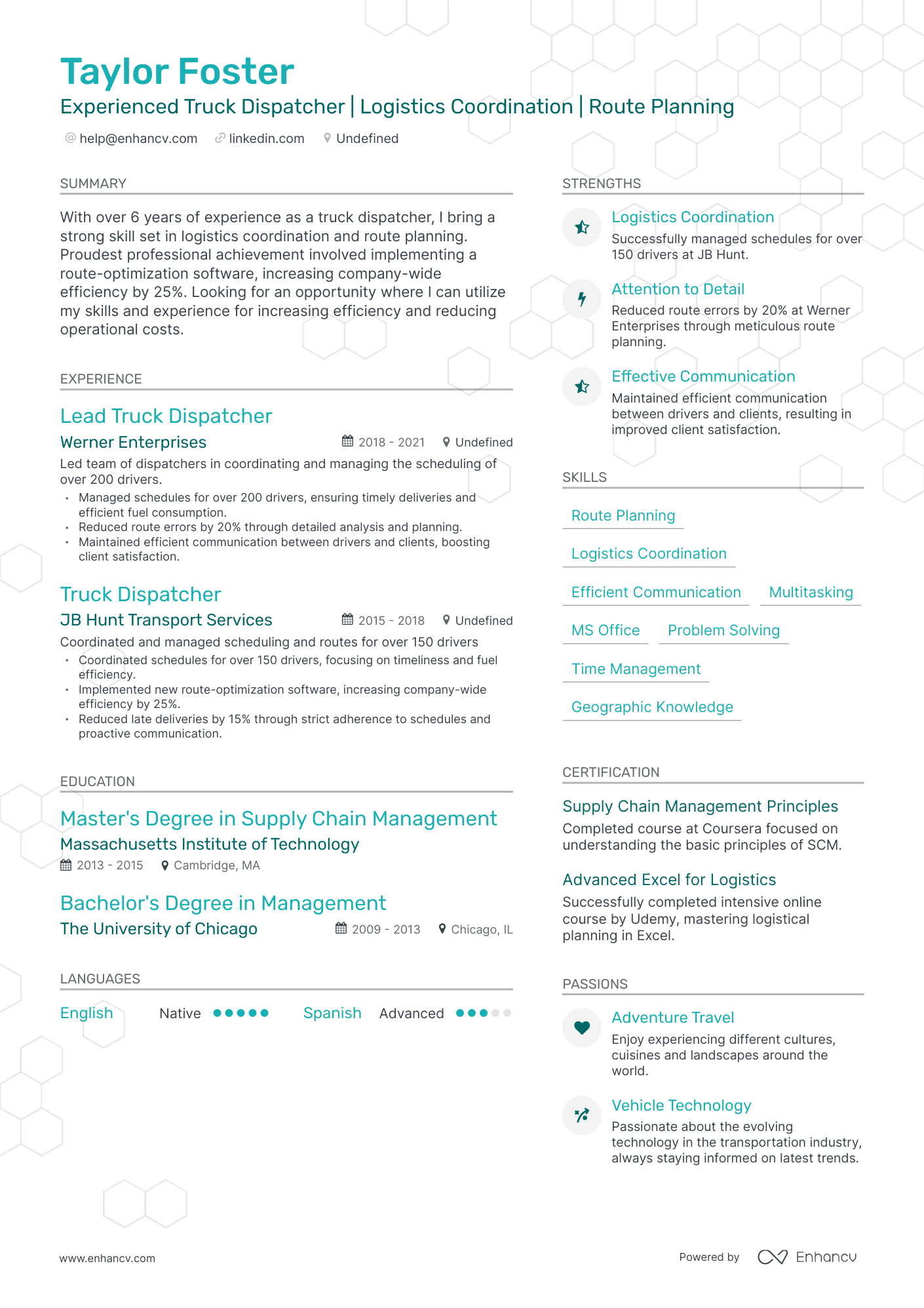 5 Truck Dispatcher Resume Examples & Guide for 2024