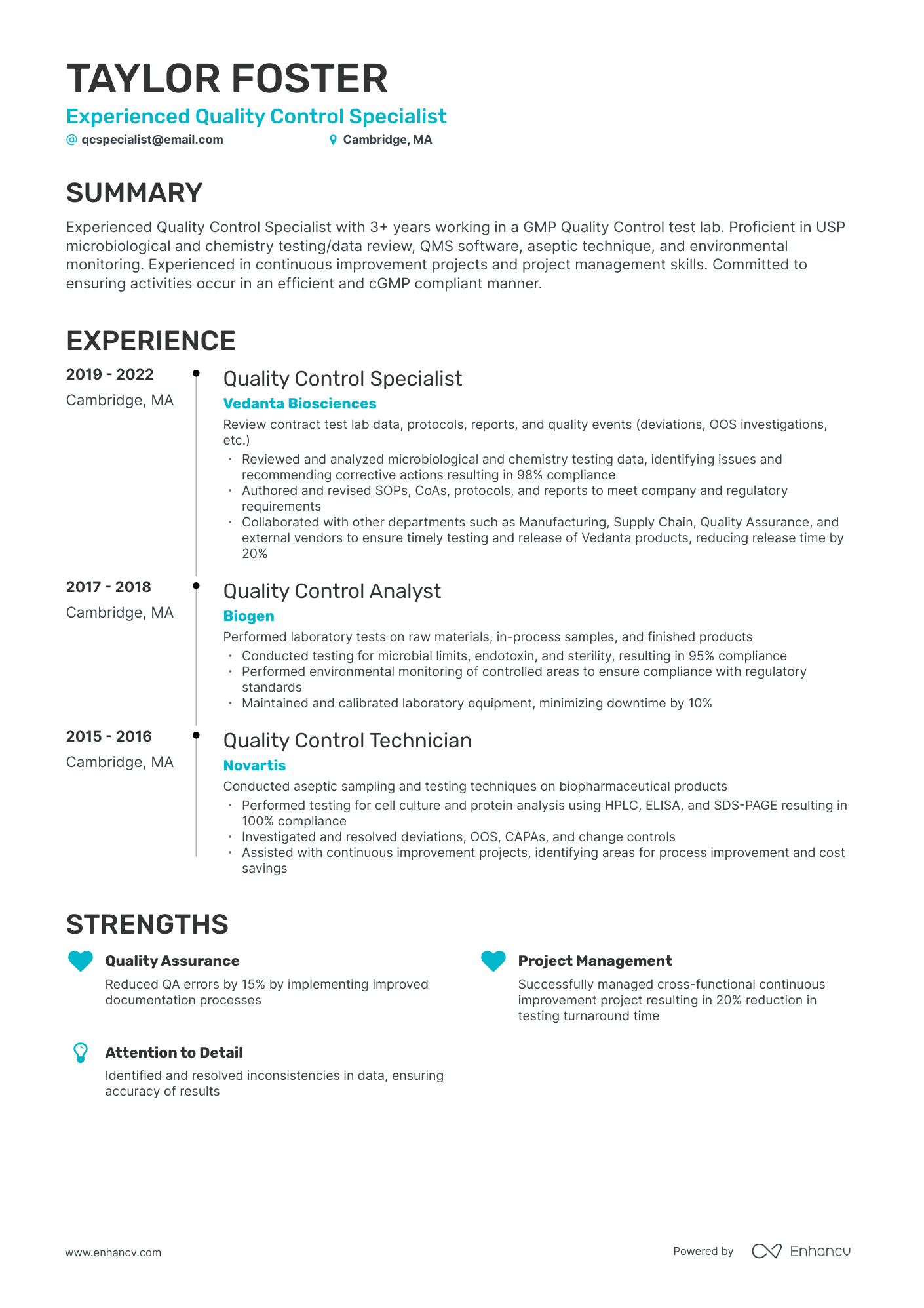 5 Quality Control Specialist Resume Examples & Guide for 2024