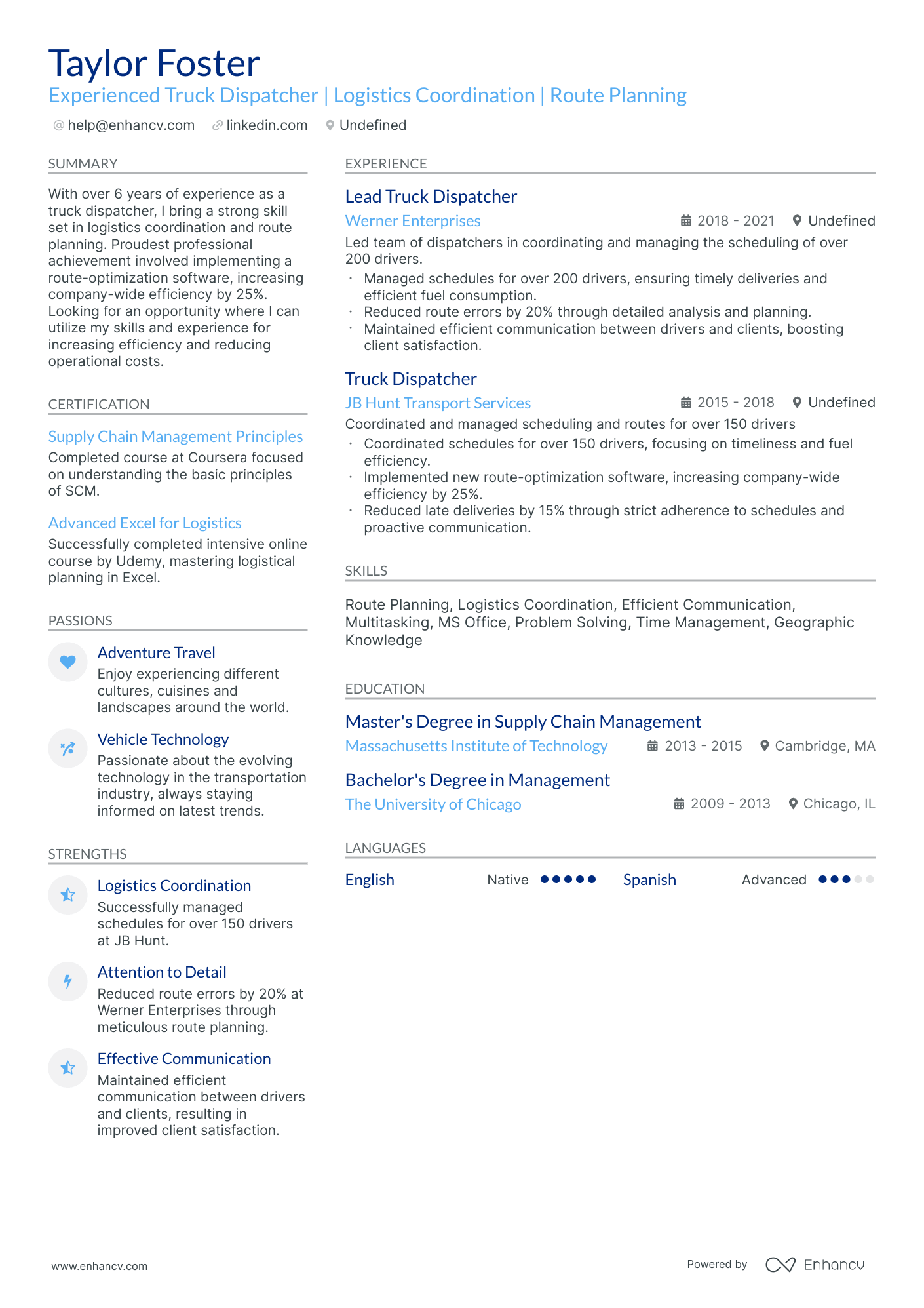 10 Truck Dispatcher Resume Examples & Guide for 2026