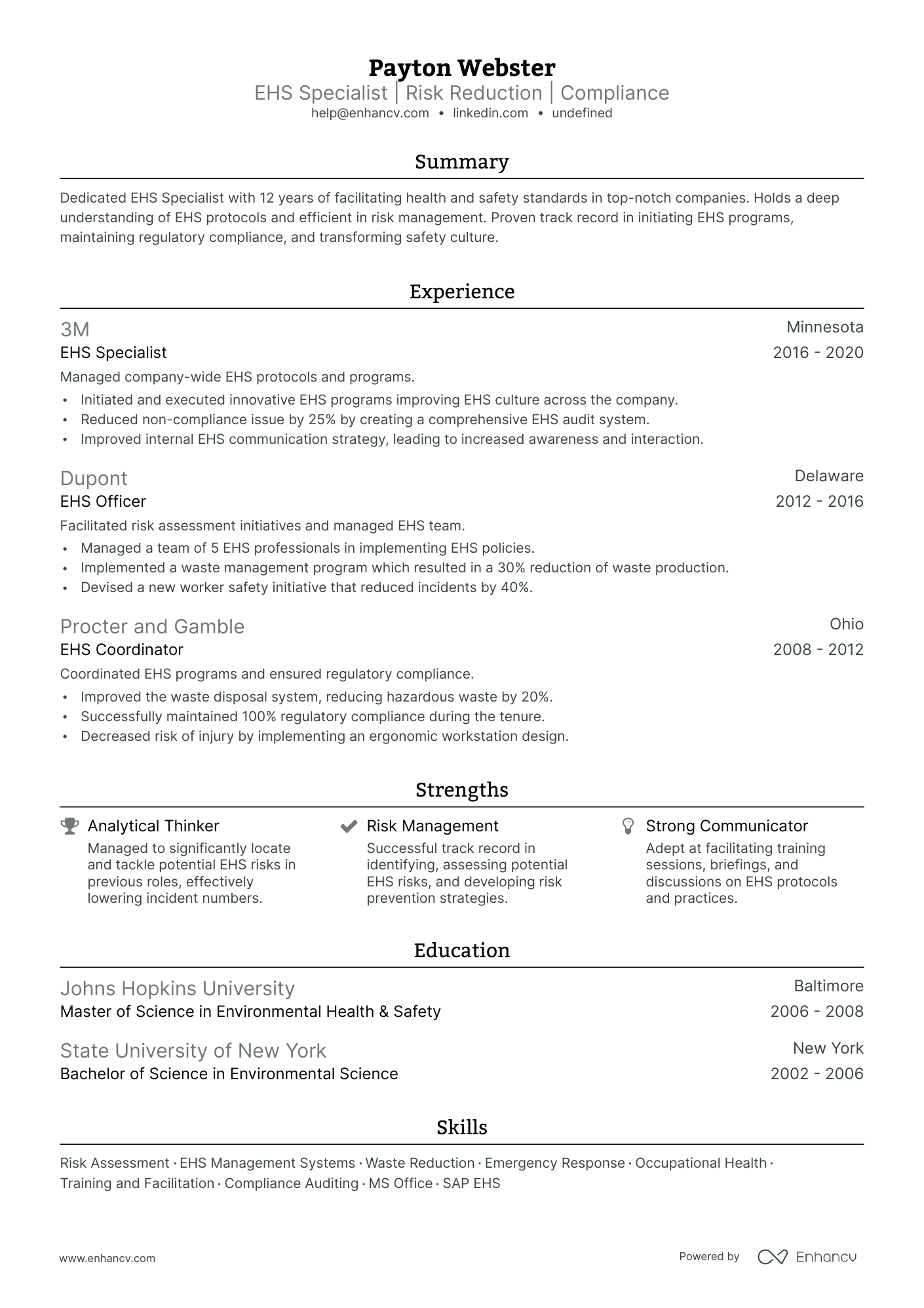 5 EHS Specialist Resume Examples & Guide for 2024