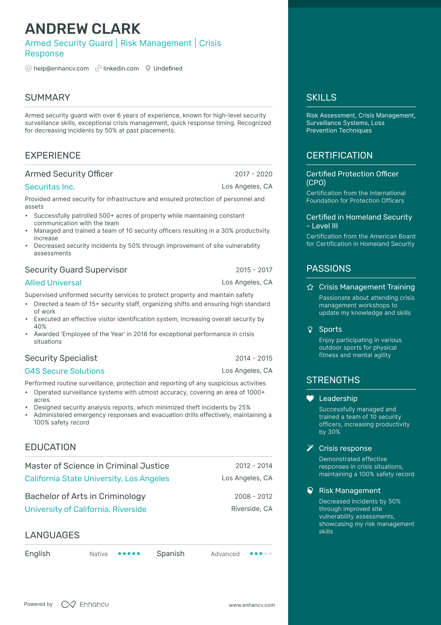 10 Armed Security Guard Resume Examples & Guide for 2025