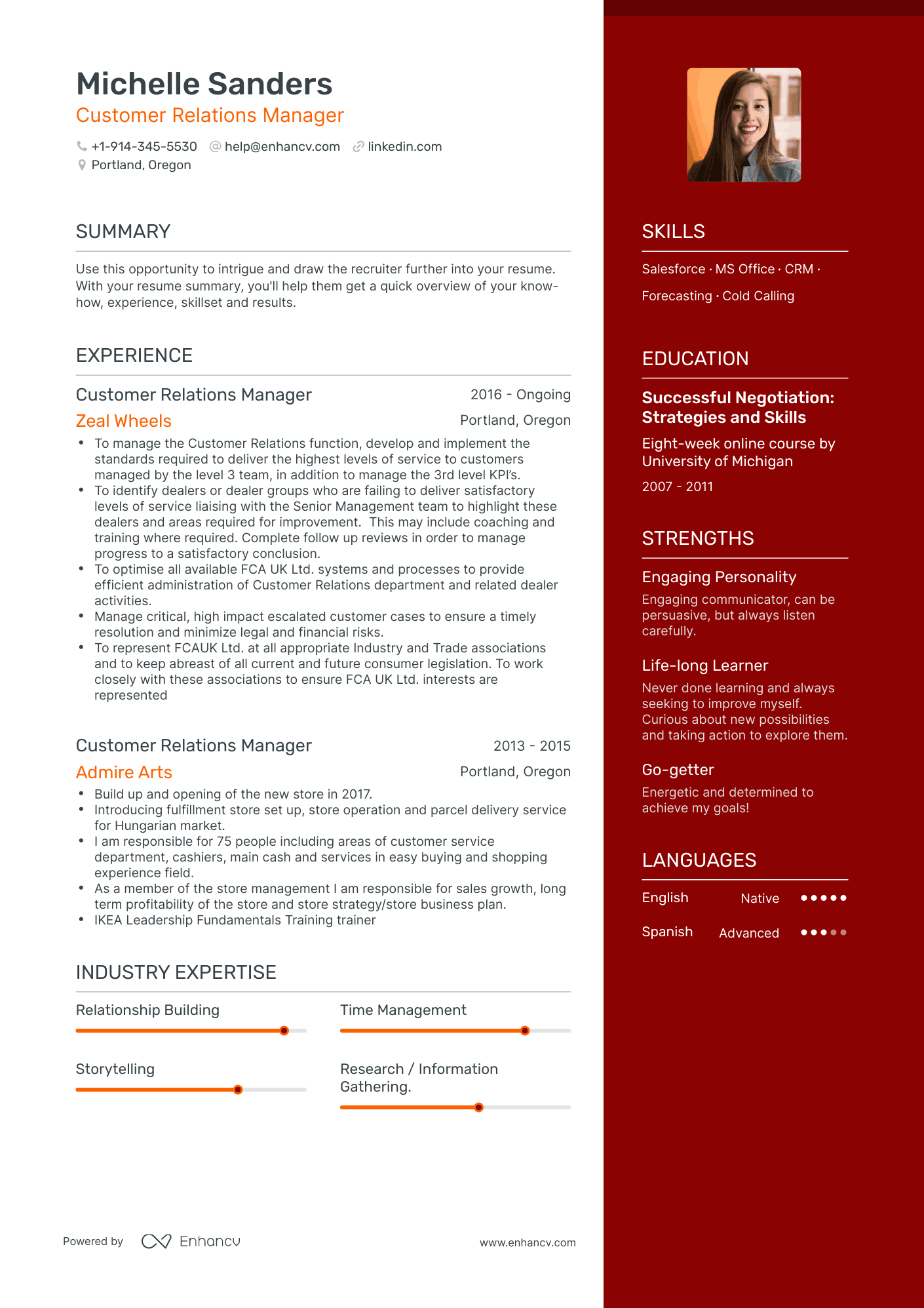 Customer Relations Manager Resume Examples & Guide for 2023 (Layout ...