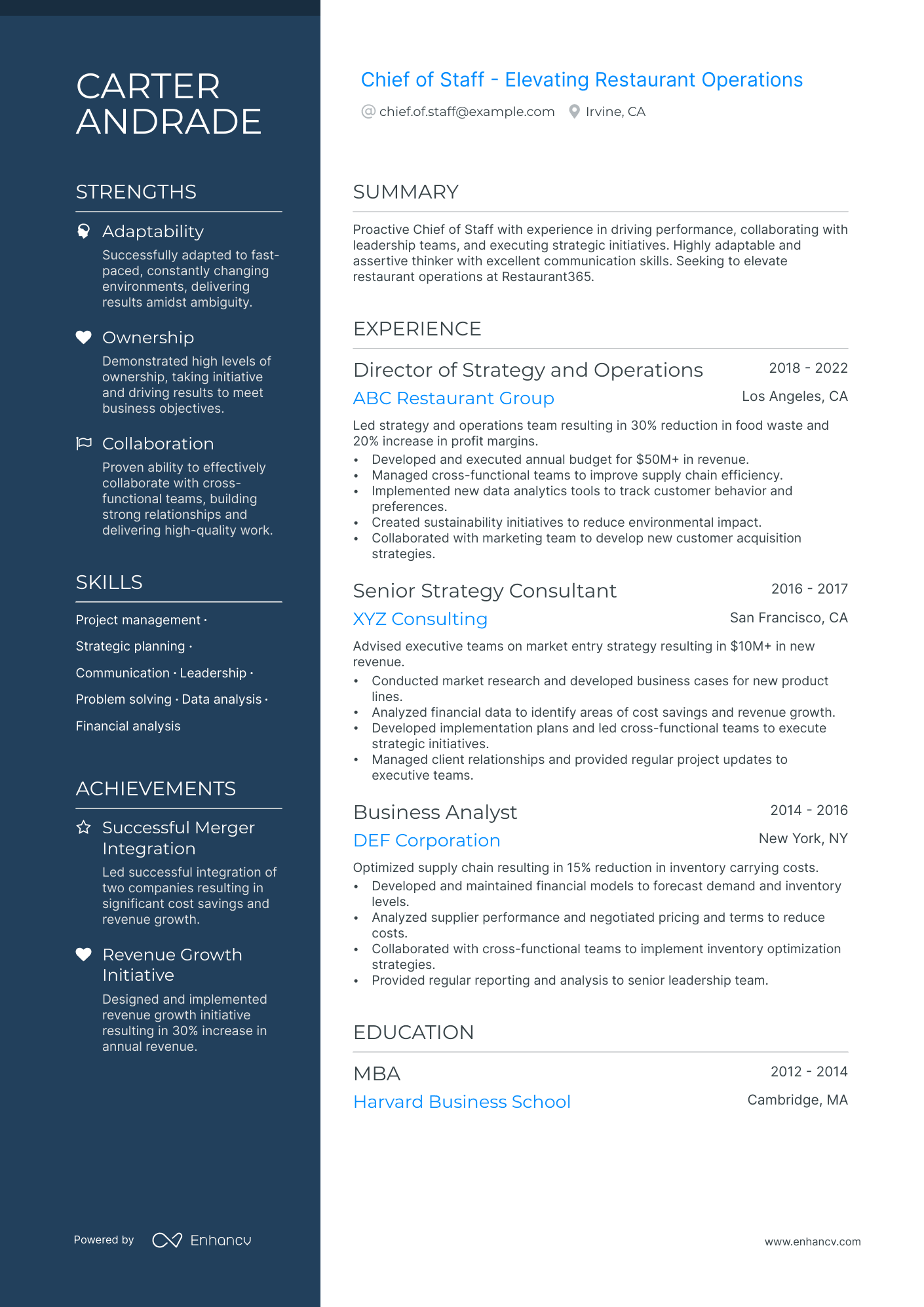 5 Chief of Staff Resume Examples & Guide for 2024