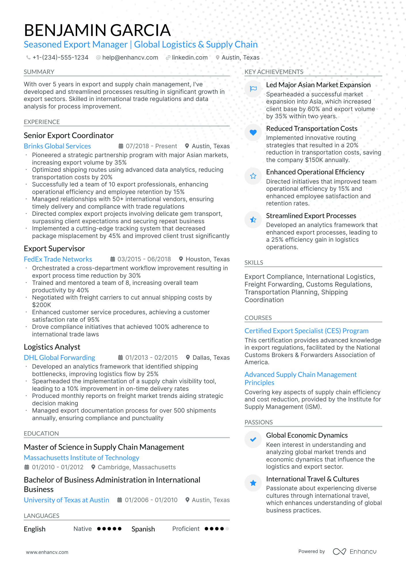 10 Export Manager Resume Examples & Guide for 2026