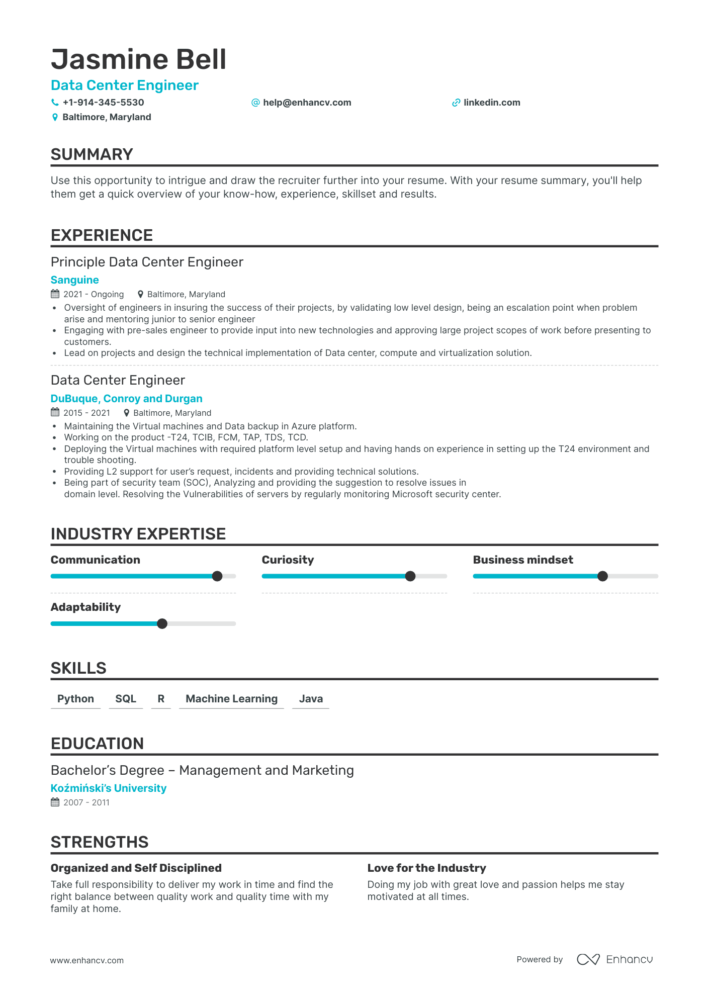 Data Center Engineer Resume Examples & Guide for 2023 (Layout, Skills ...