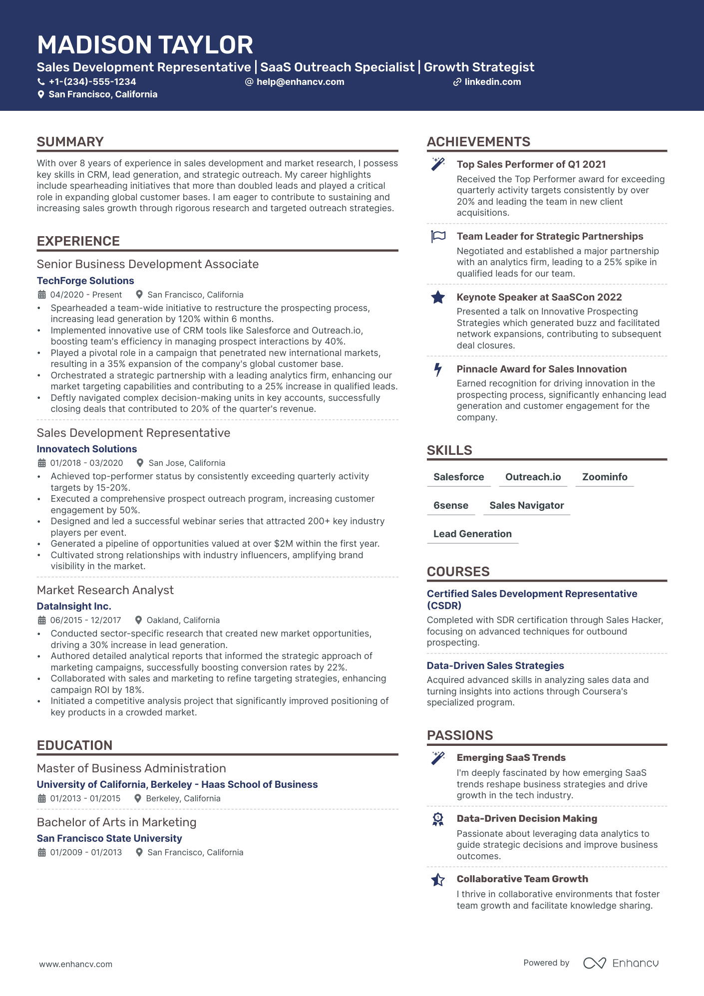 5 Sales Development Representative Resume Examples & Guide for 2024