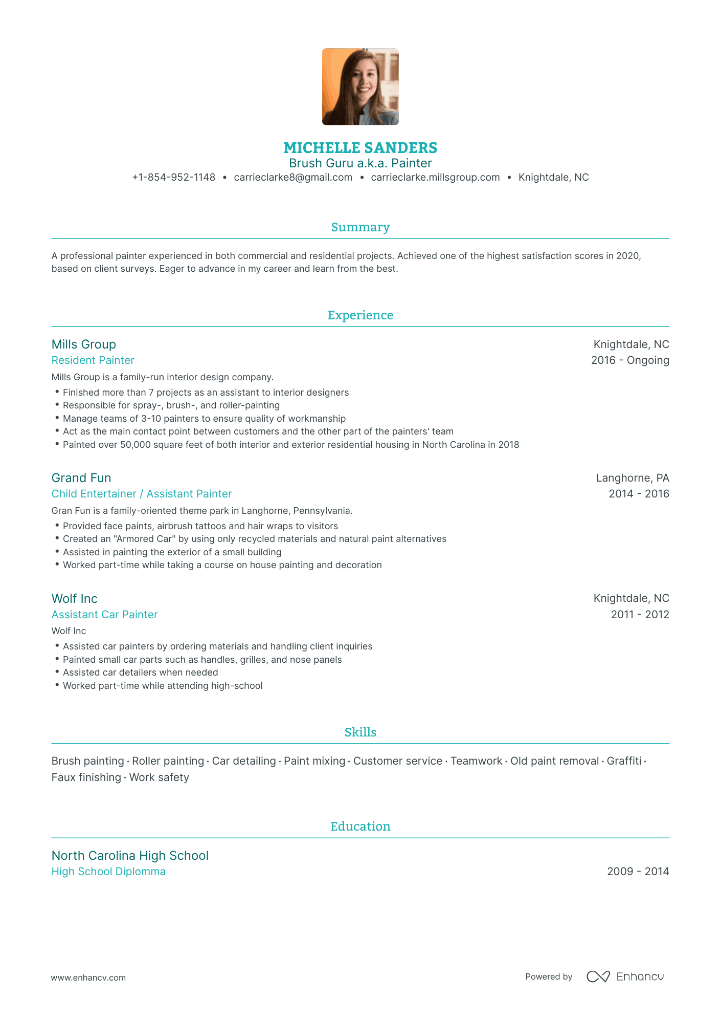 Painter Resume Examples & Guide for 2023 (Layout, Skills, Keywords ...