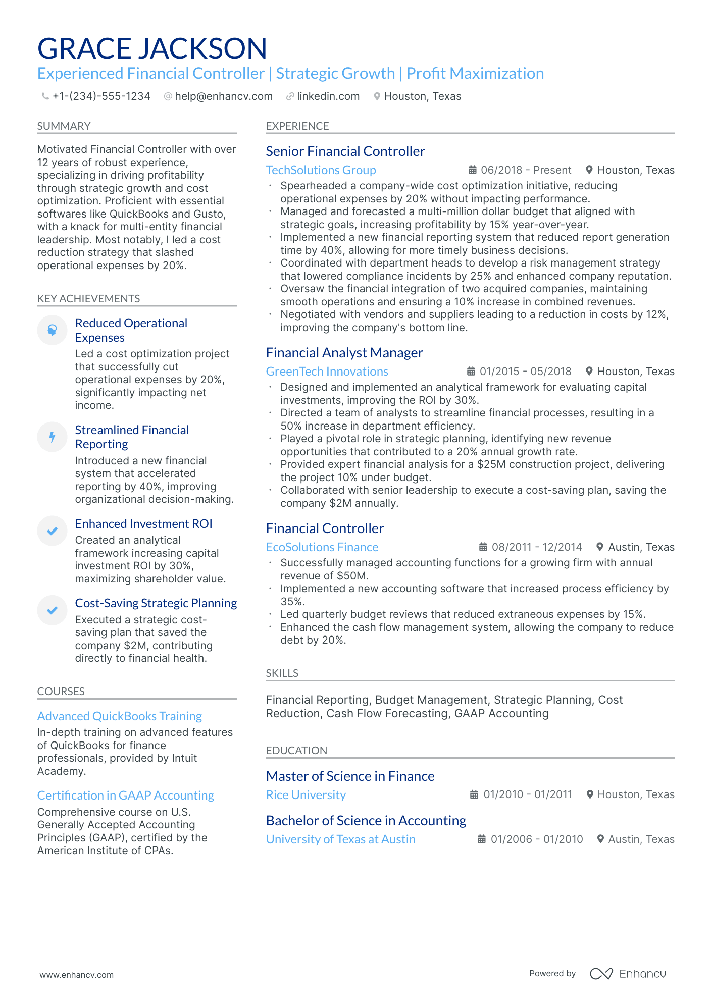 10 Financial Controller Resume Examples & Guide for 2025