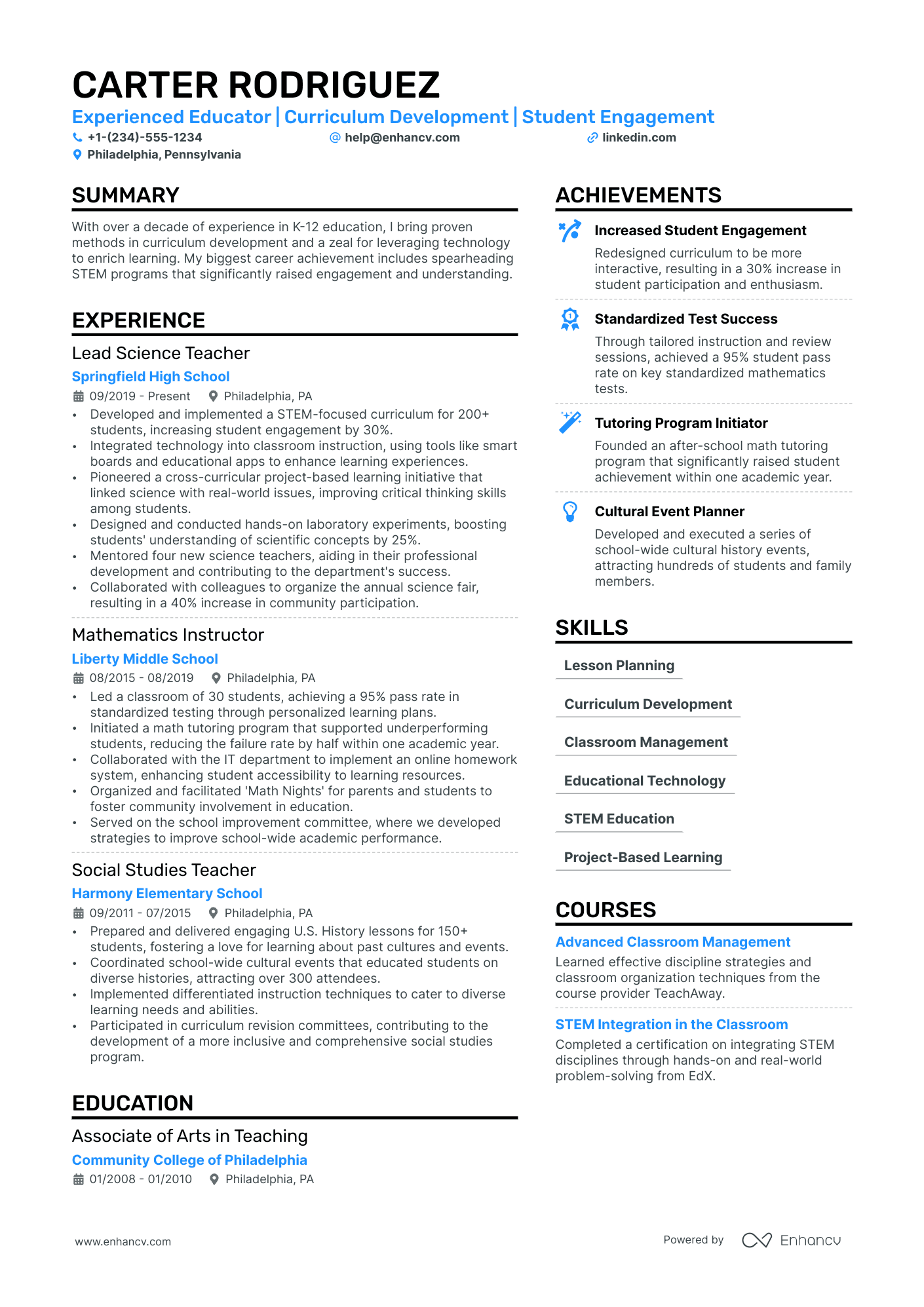 21 Teacher Resume Examples & Guide for 2024 | Resumes for Teaching Jobs