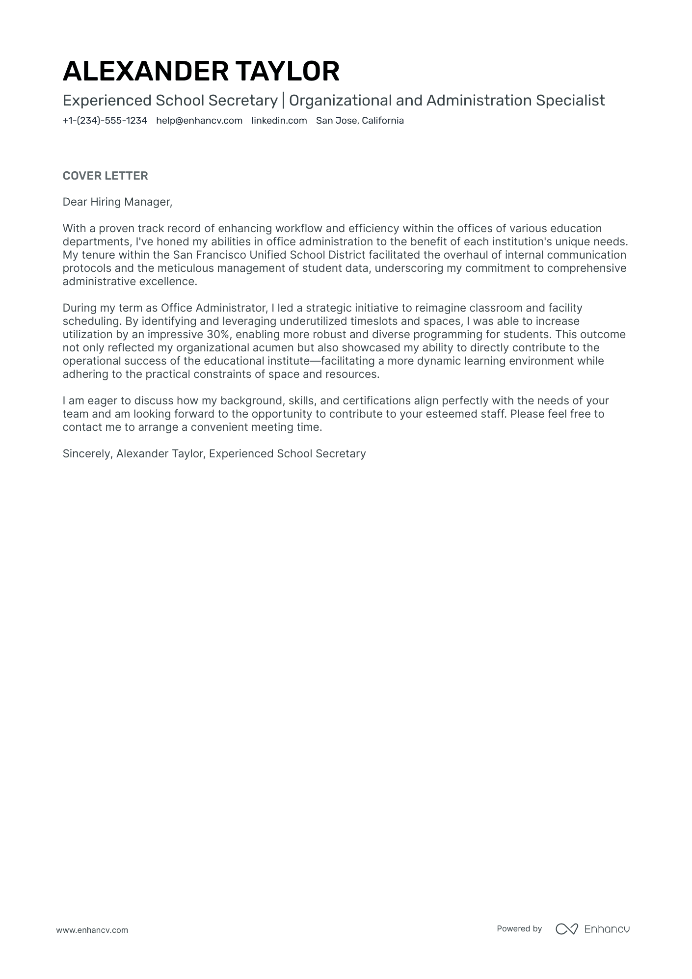 5 Professional Secretary Cover Letter Examples and Template for 2026 ...