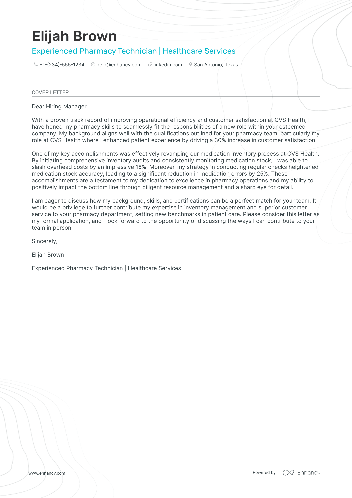 9 Professional Pharmacy Technician Cover Letter Examples and Template ...