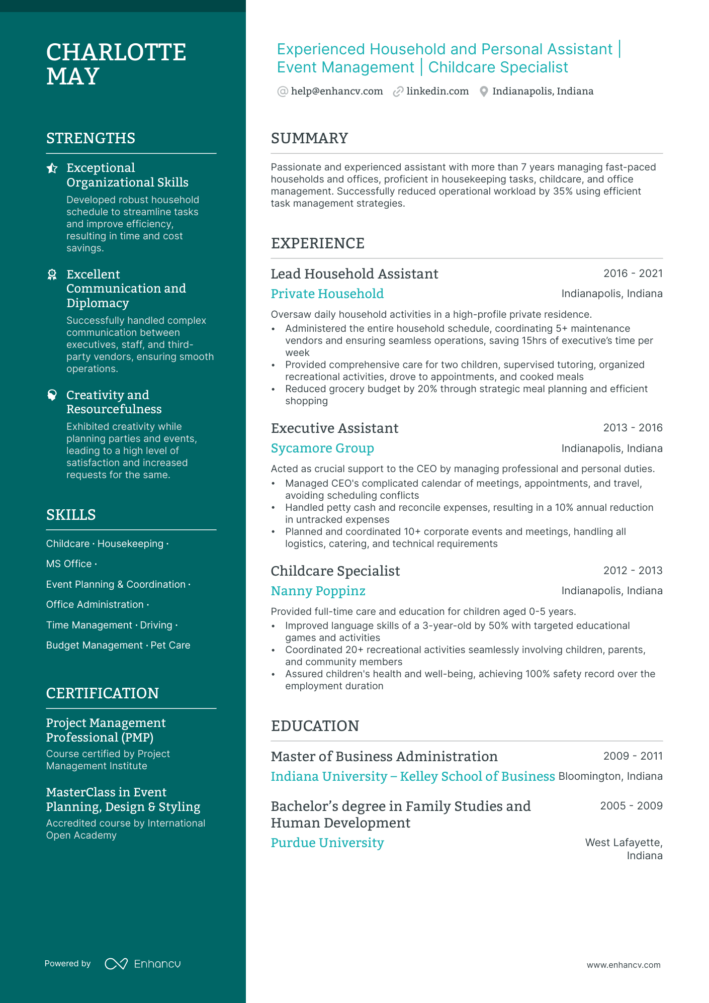 5 Household Personal Assistant Resume Examples & Guide for 2024