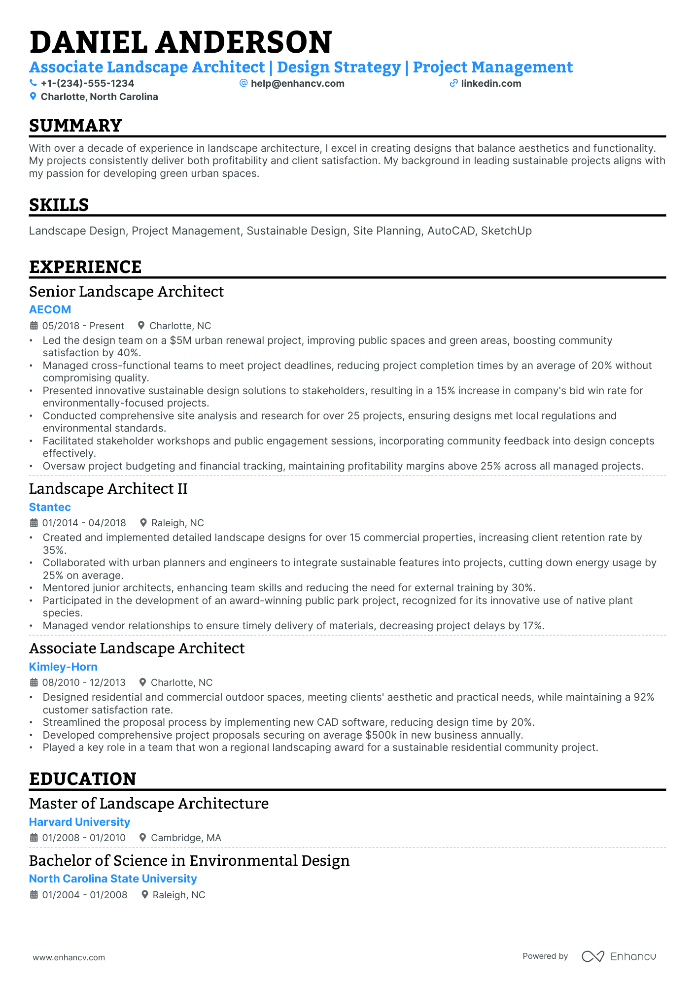 10 Landscape Architect Resume Examples & Guide for 2026