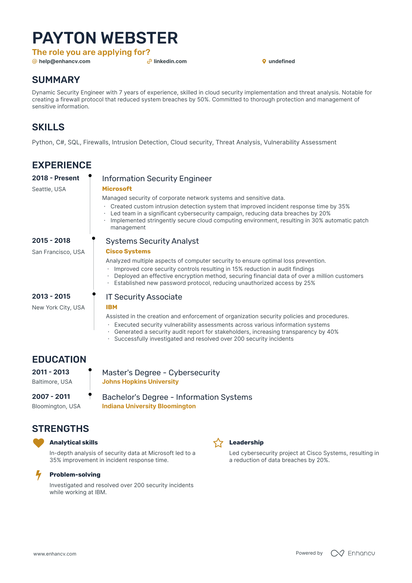 10 Information Security Engineer Resume Examples & Guide for 2026
