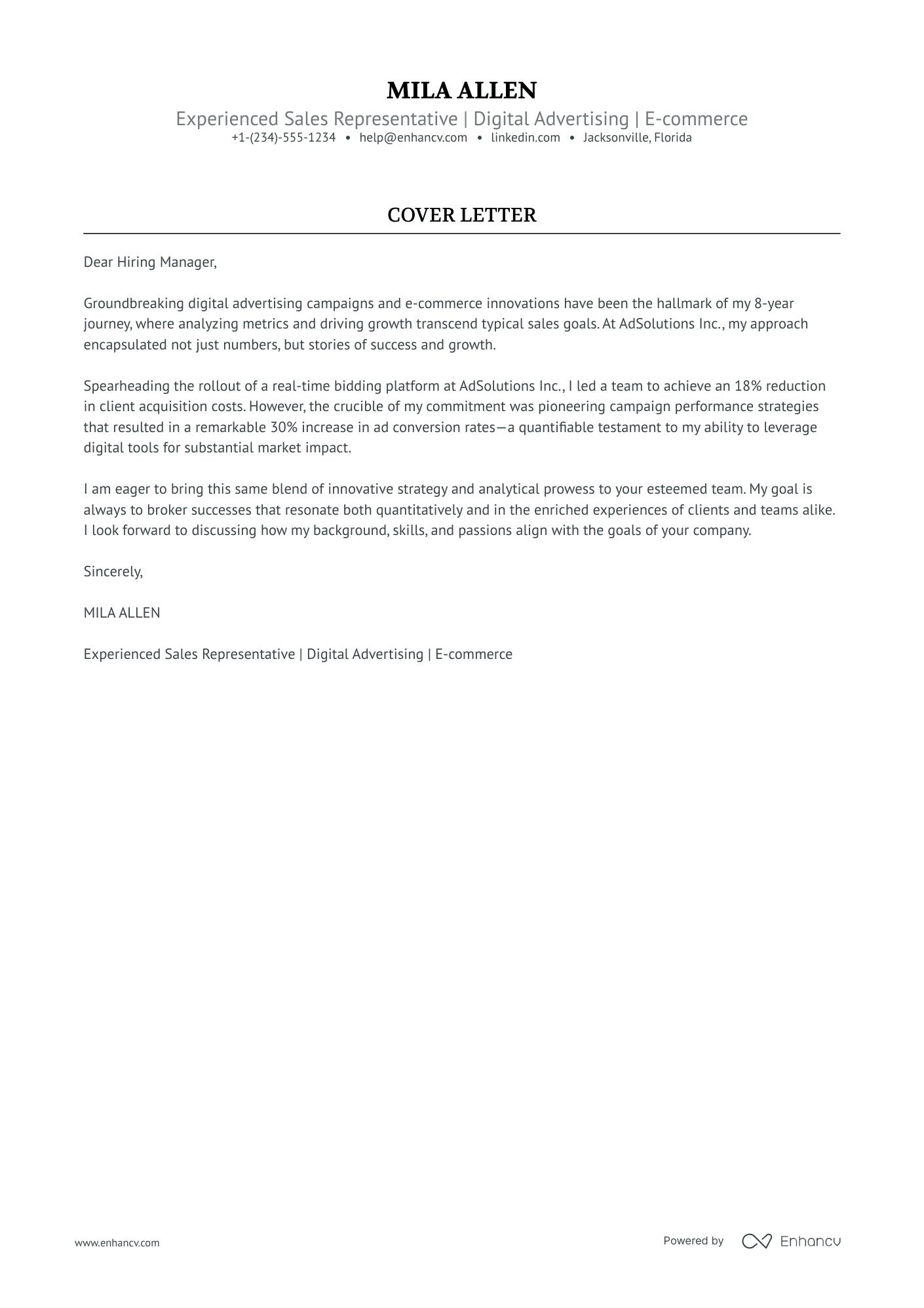 14 Professional Sales Representative Cover Letter Examples and Template ...