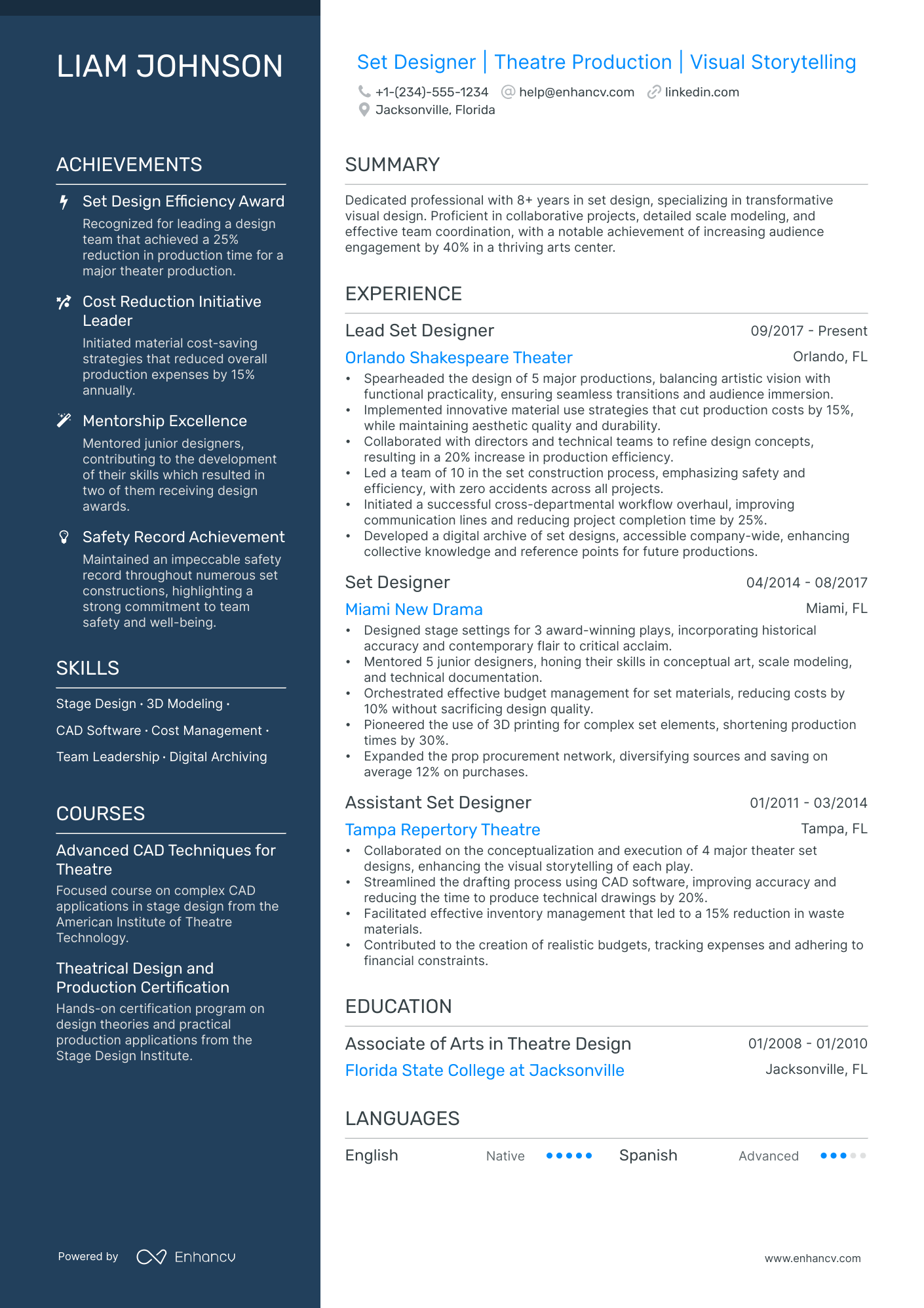5 Set Designer Resume Examples & Guide for 2024