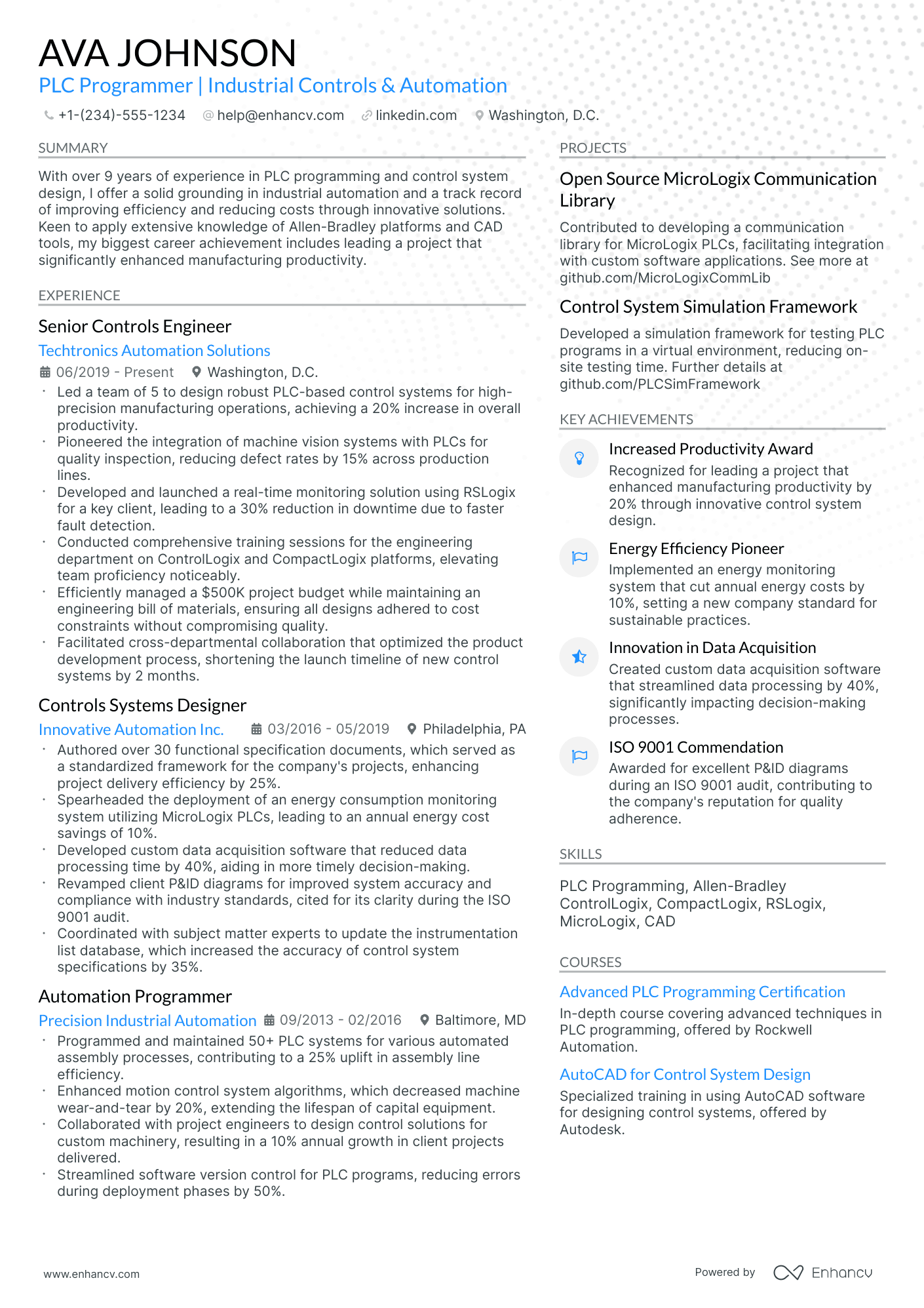 10 PLC Programmer Resume Examples & Guide for 2026