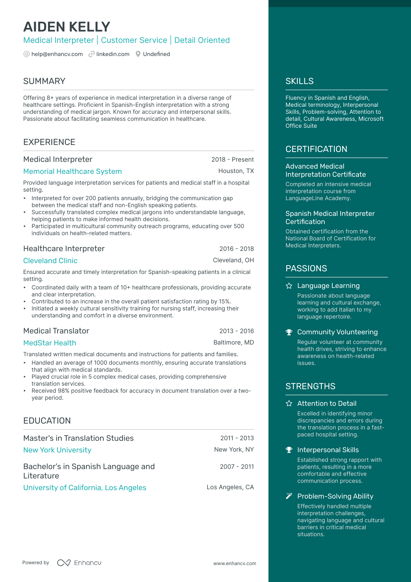 10 Medical Interpreter Resume Examples & Guide for 2026