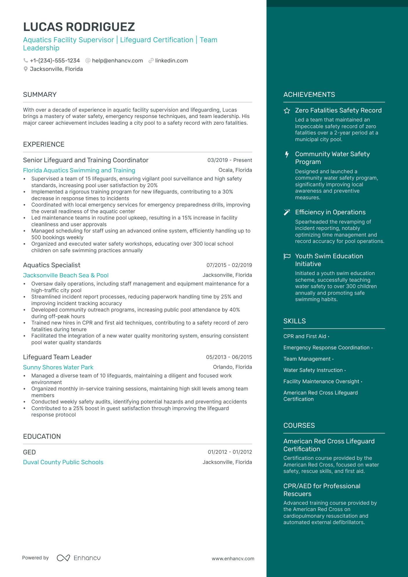 5 Lifeguard Resume Examples & Guide for 2024