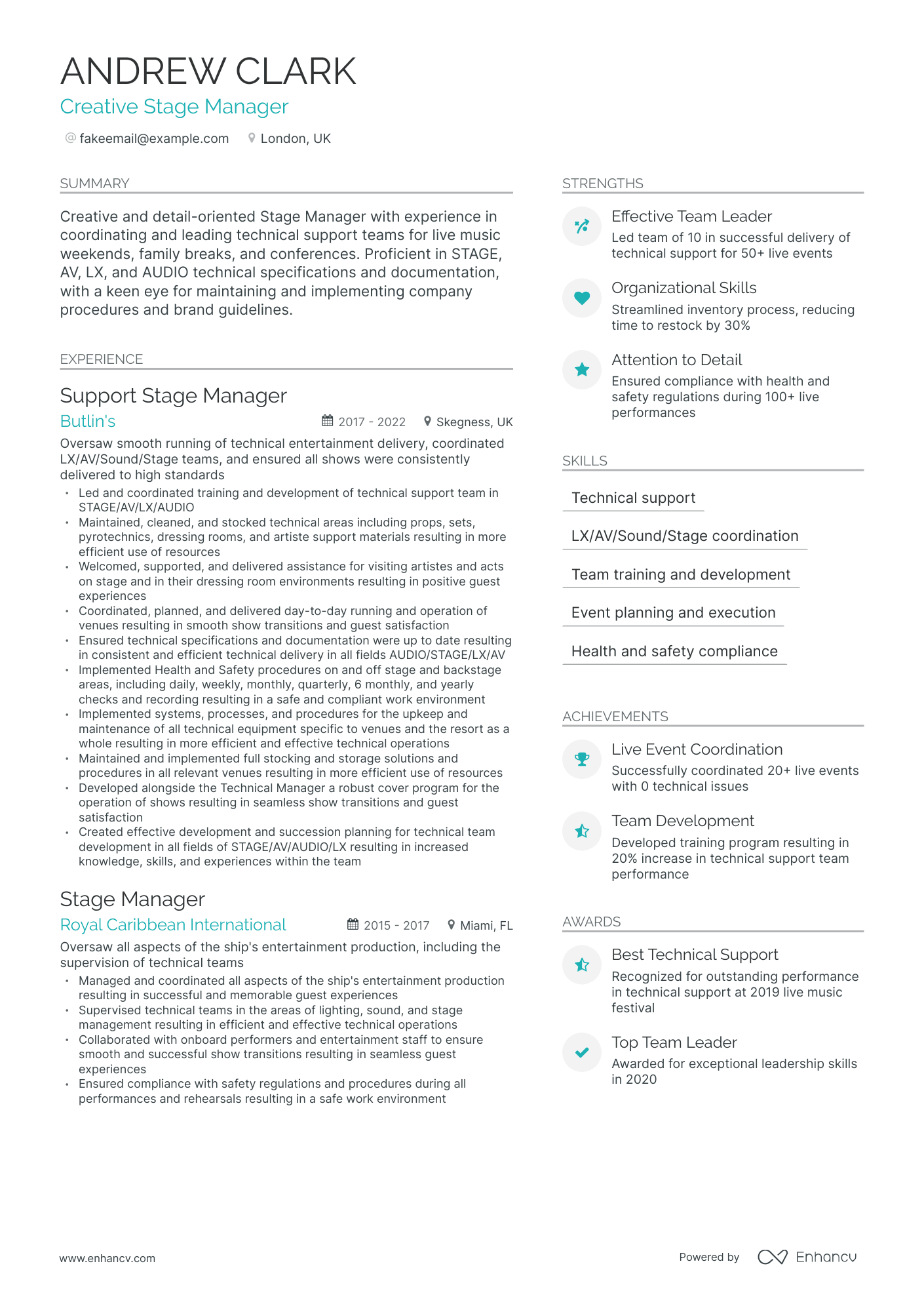 5 Stage Manager Resume Examples & Guide for 2024