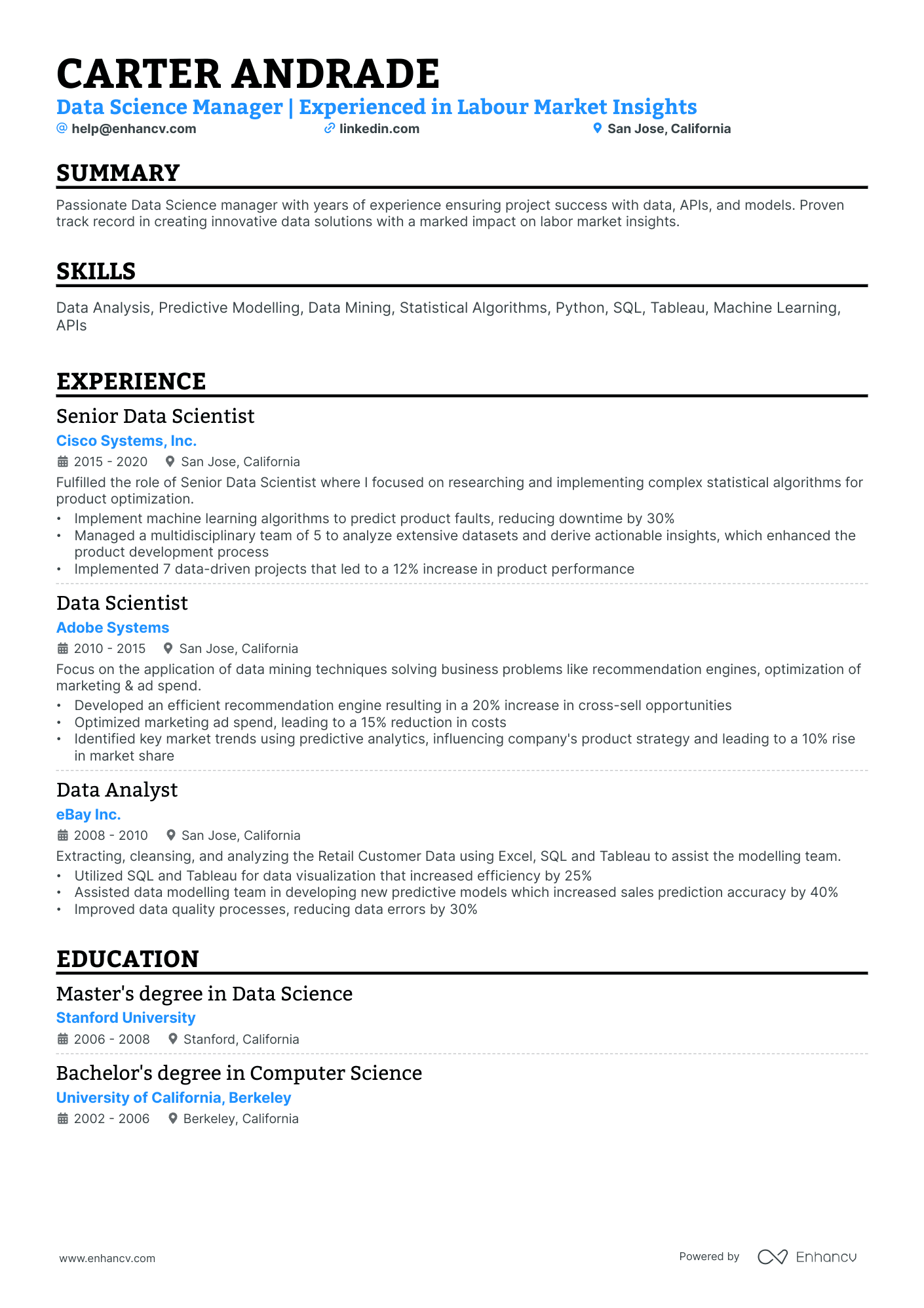 10 Data Science Manager Resume Examples & Guide for 2025