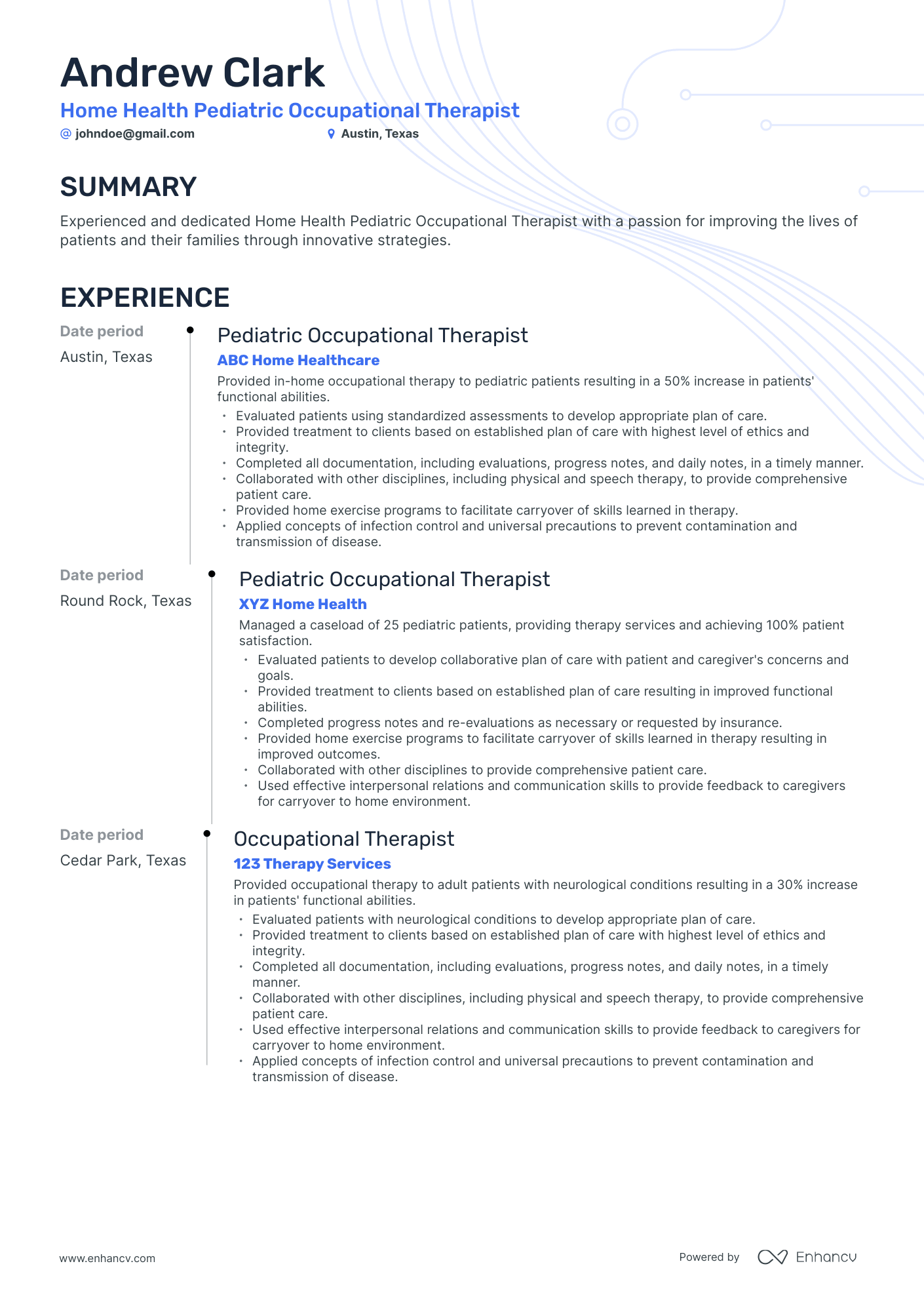 5 Occupational Therapist Resume Examples & Guide for 2024