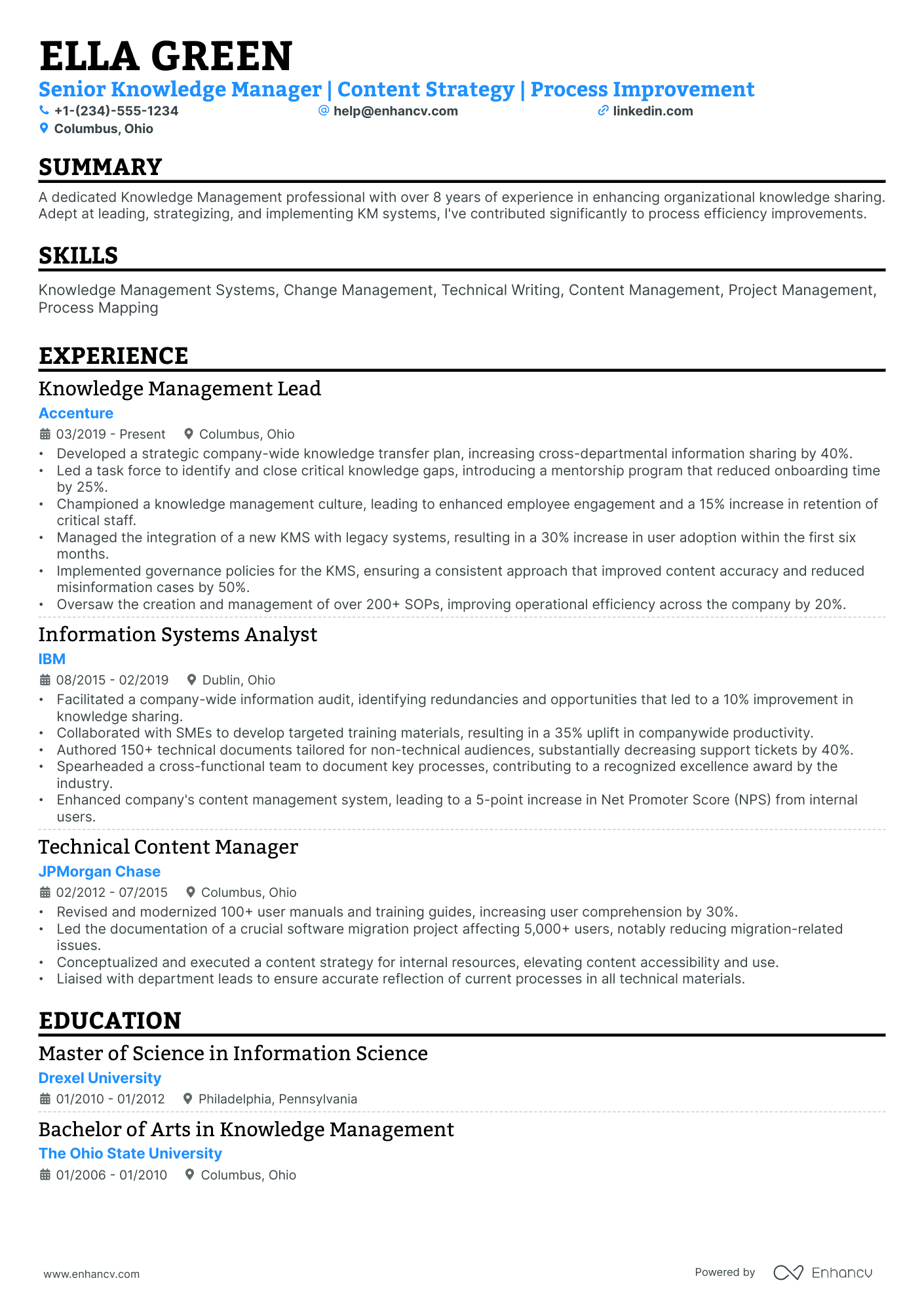 10 Knowledge Manager Resume Examples & Guide for 2026